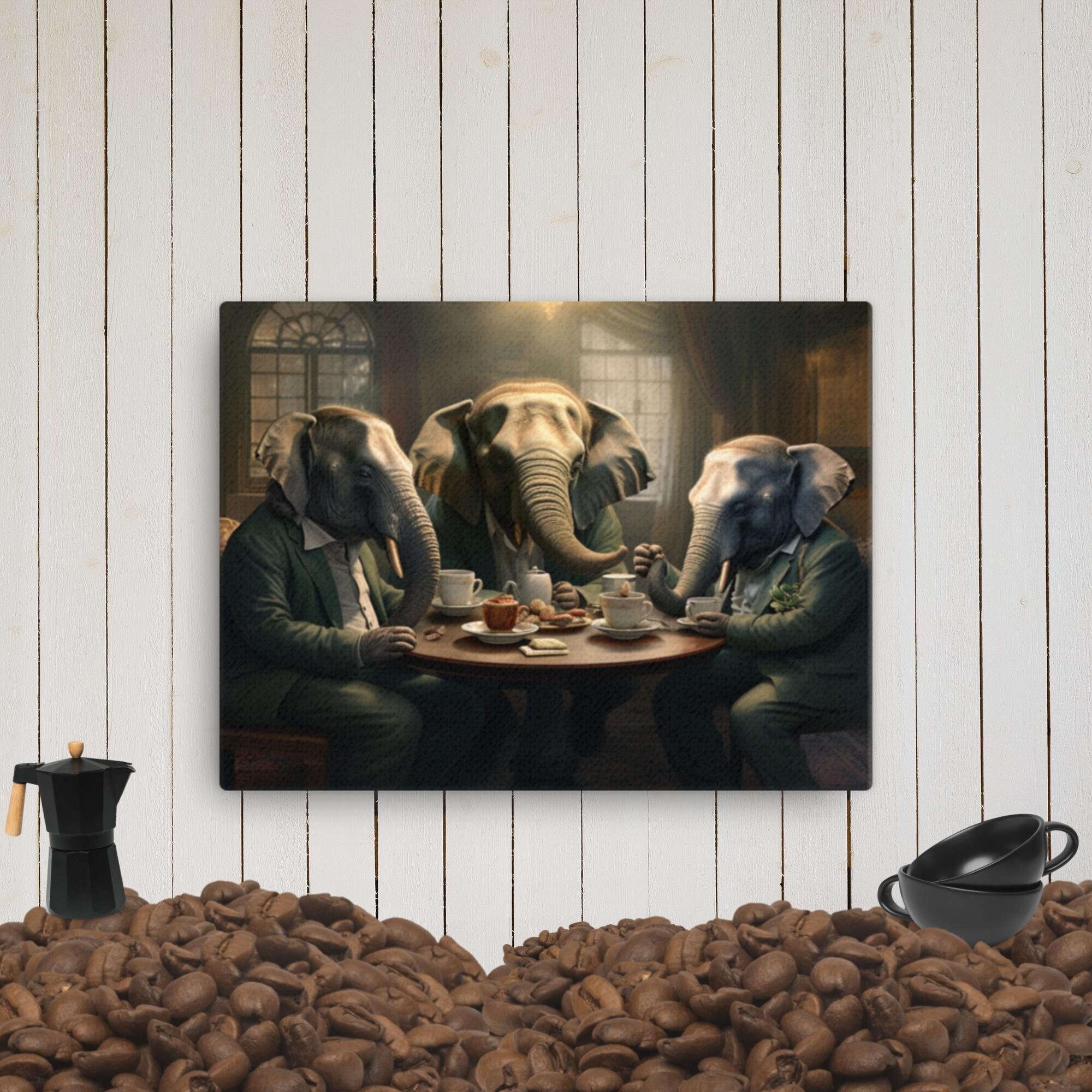 Three ELEPHANTS Coffee Table WALL ART Available in Multiple Size Animal ...