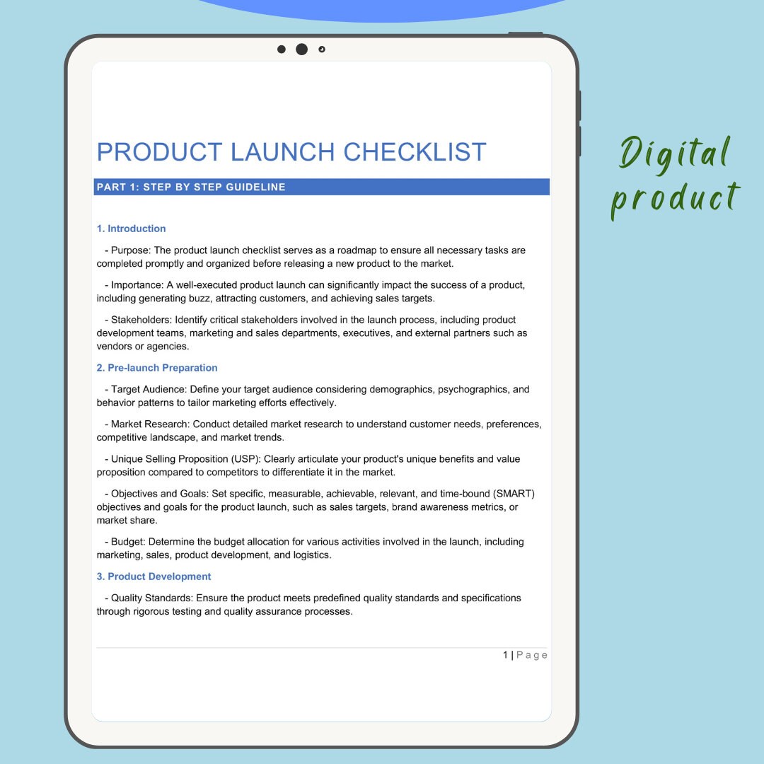 Product Launch Checklist Printable Step-by-step Product Launch Guide Product Launch Best ...