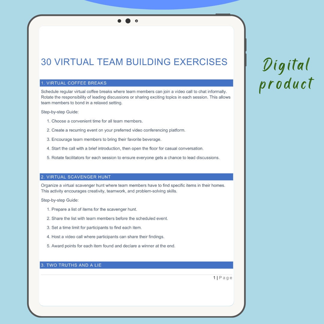 30 Virtual Team Building Exercises Printable Remote Team Bonding Ideas ...