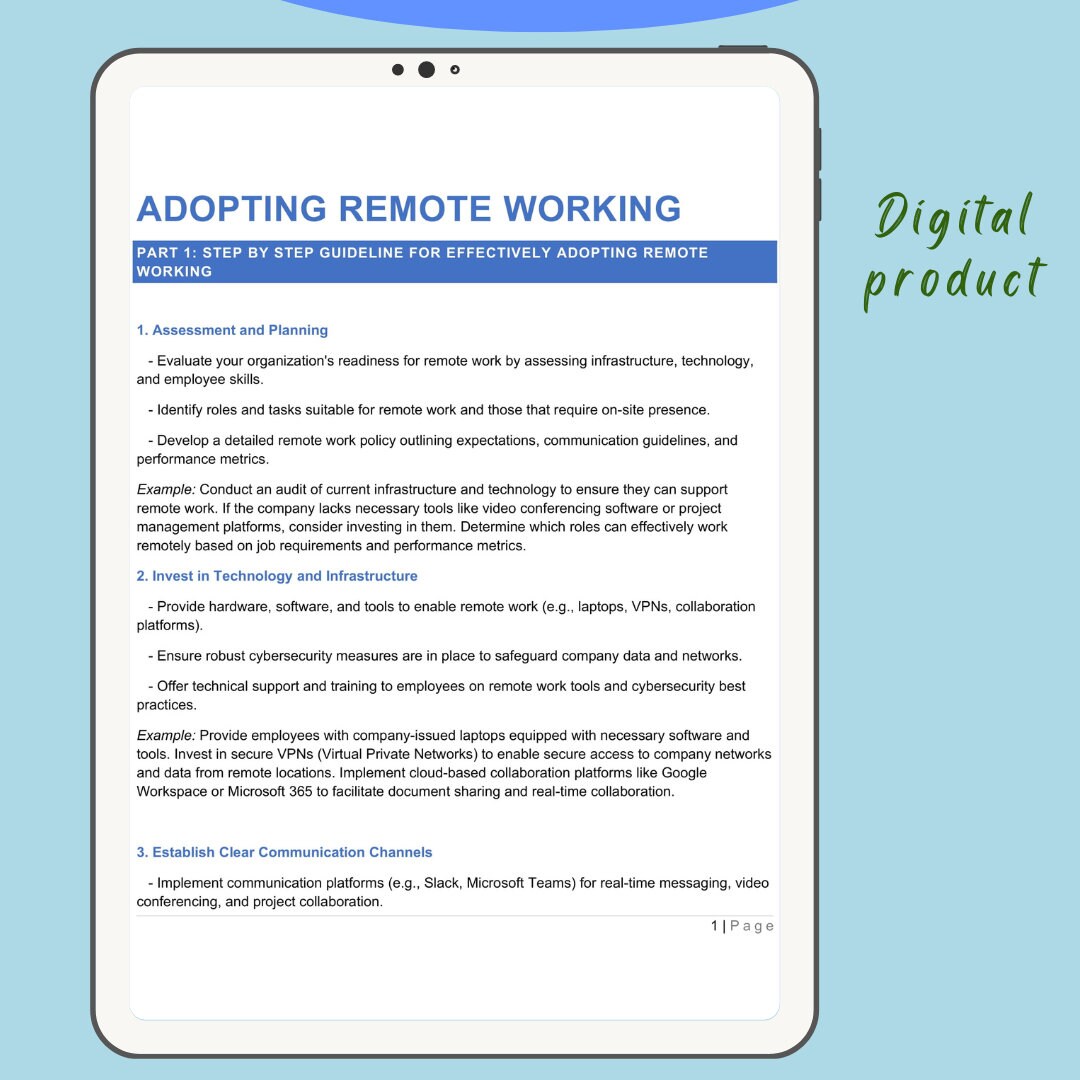 Adopting Remote Working Printable Remote Work Guide Remote Work Best ...