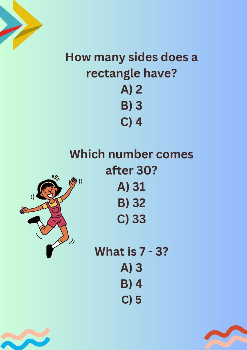 Grade 1 Math Fun Quizzes - Etsy