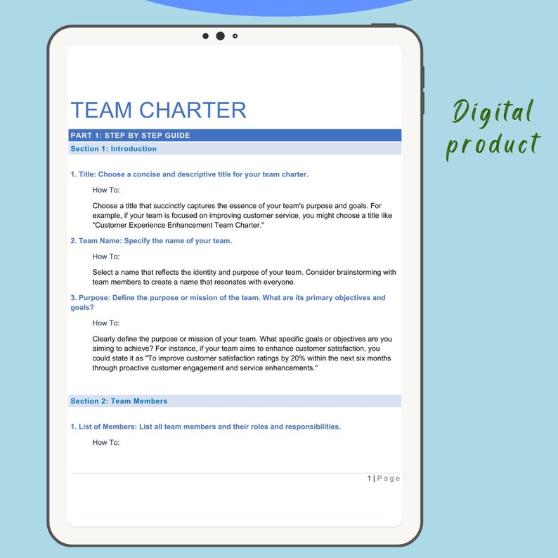 Team Charter Guideline Printable Team Rules Effective Team Strategies ...