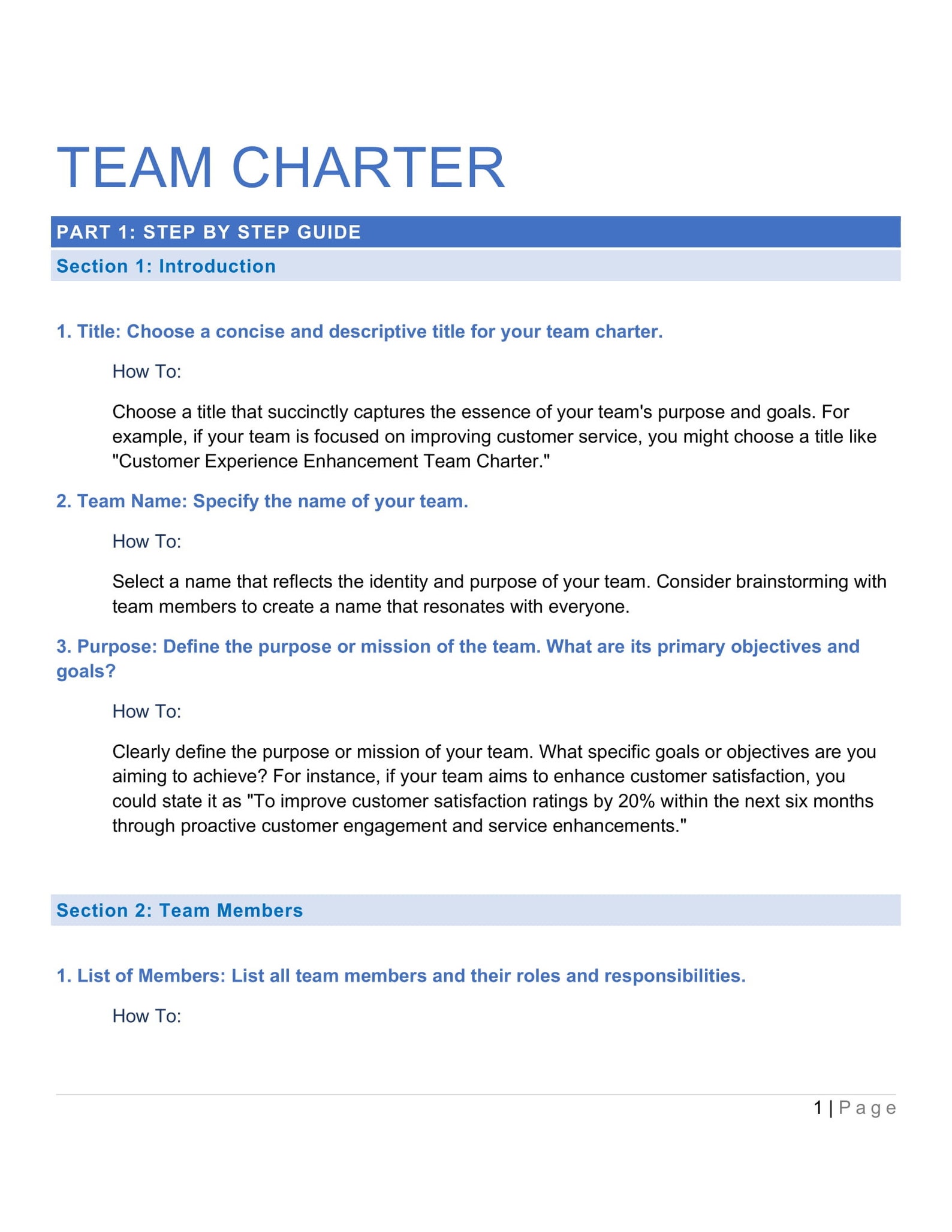 Team Charter Guideline Printable Team Rules Effective Team Strategies ...