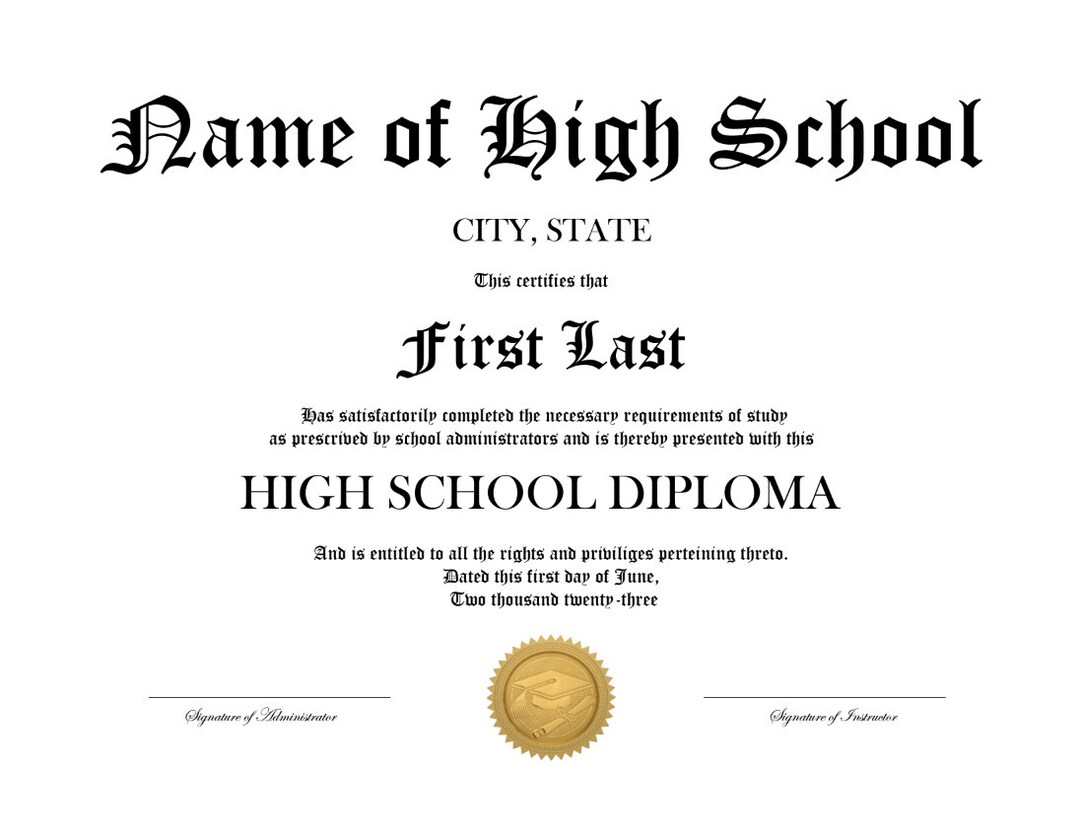 Official Diploma | Custom | Real Diploma Mailed | Homeschool, GED ...