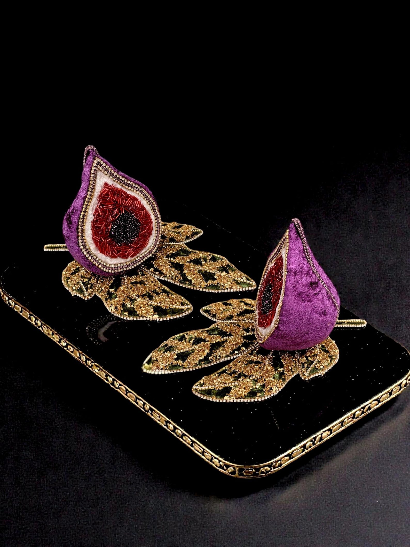 Handcrafted Decorative Fig Sculpture. Luxury Velvet Fig With Beaded ...