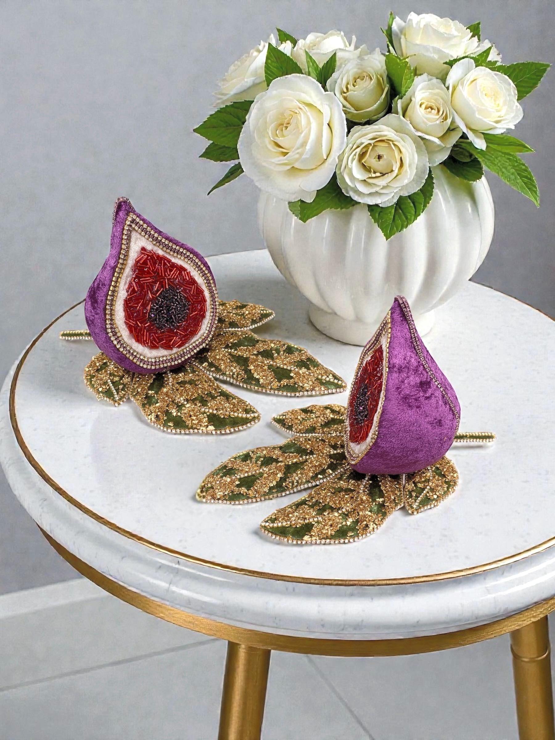 Handmade Velvet Fig With Leaf Set. Fall Decor. Norooz Decor. Decorative ...
