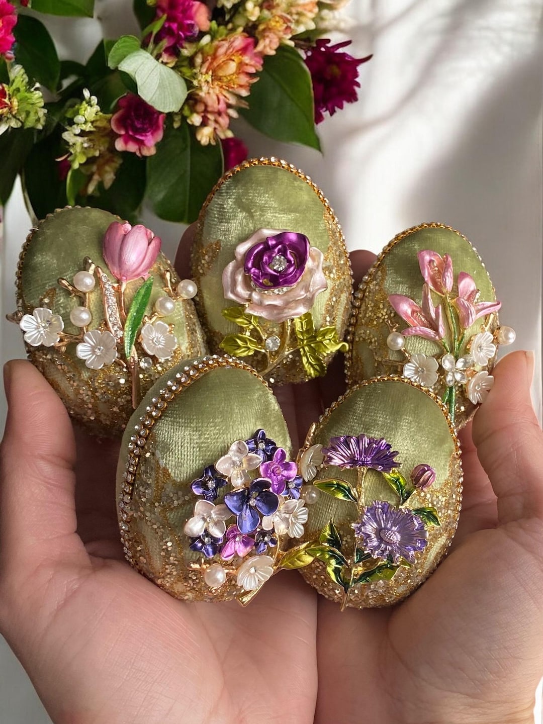 Handmade Decorative Velvet Easter Eggs. Easter Egg Set. Norooz Eggs ...