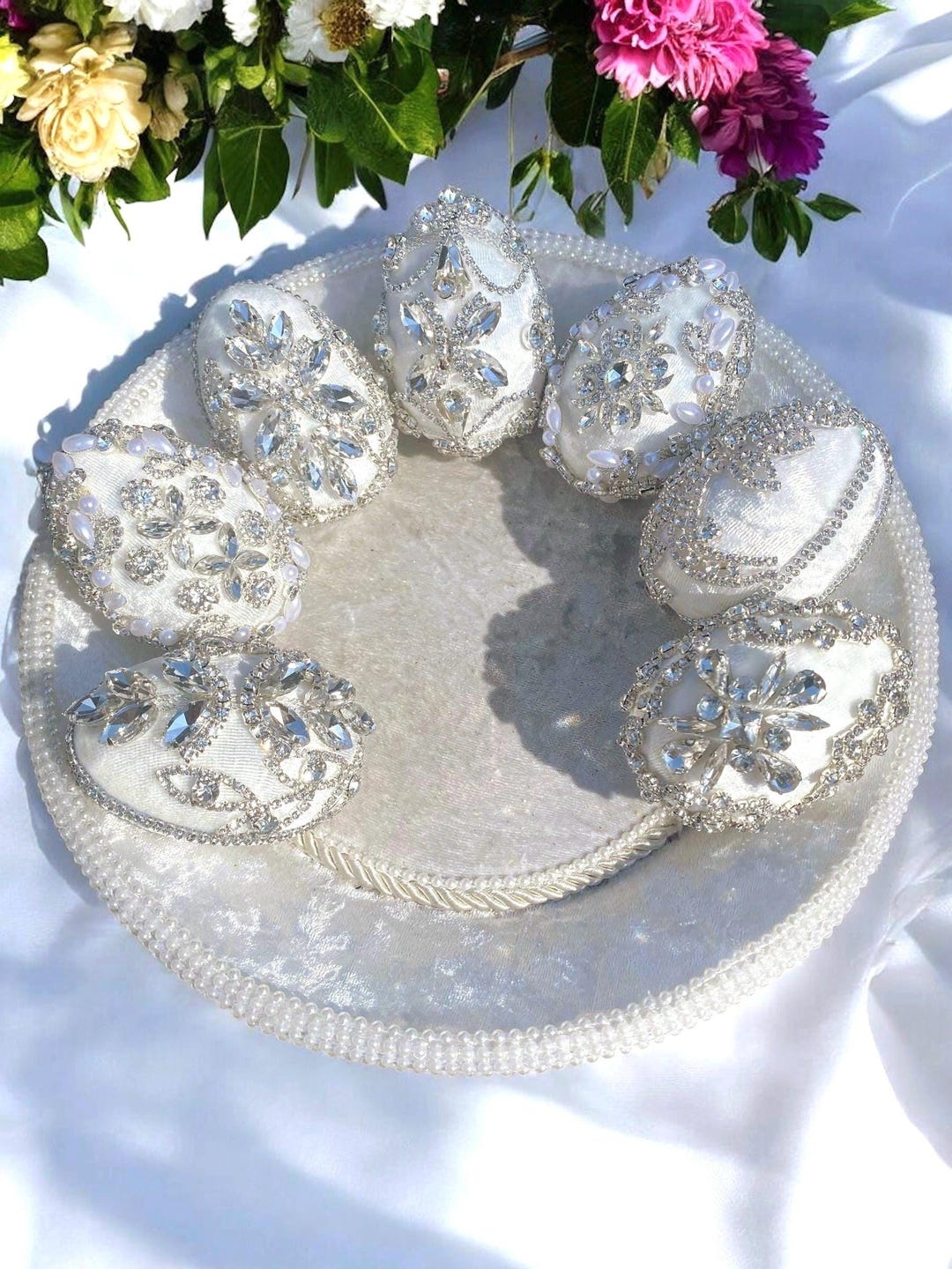 Handmade Decorative Velvet Egg Set. Wedding Decoration. Easter Eggs ...