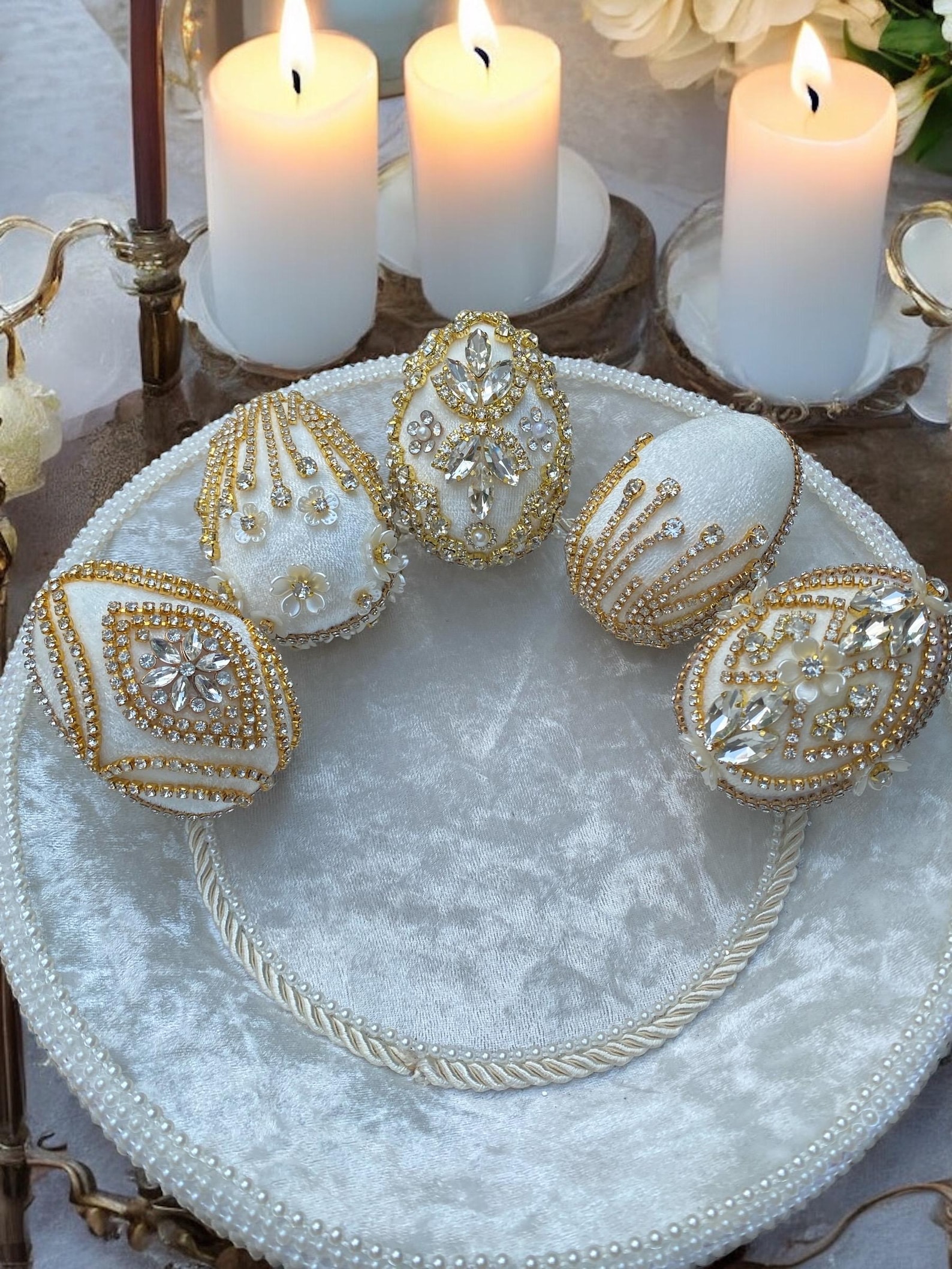Handmade Decorative Velvet Egg Set. Wedding Decoration. Easter Eggs ...