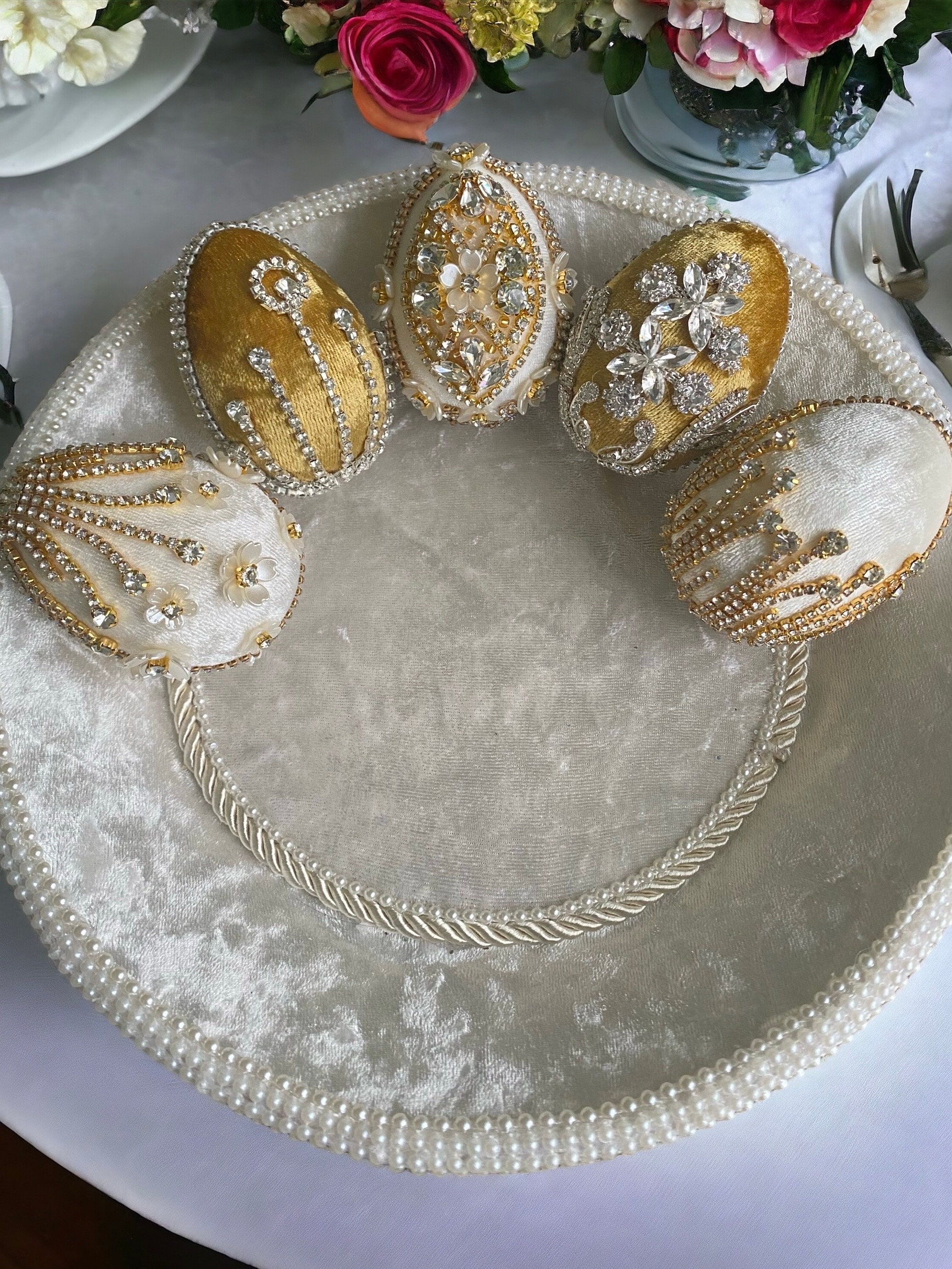 Handmade Decorative Velvet Egg Set. Wedding Decoration. Easter Eggs ...