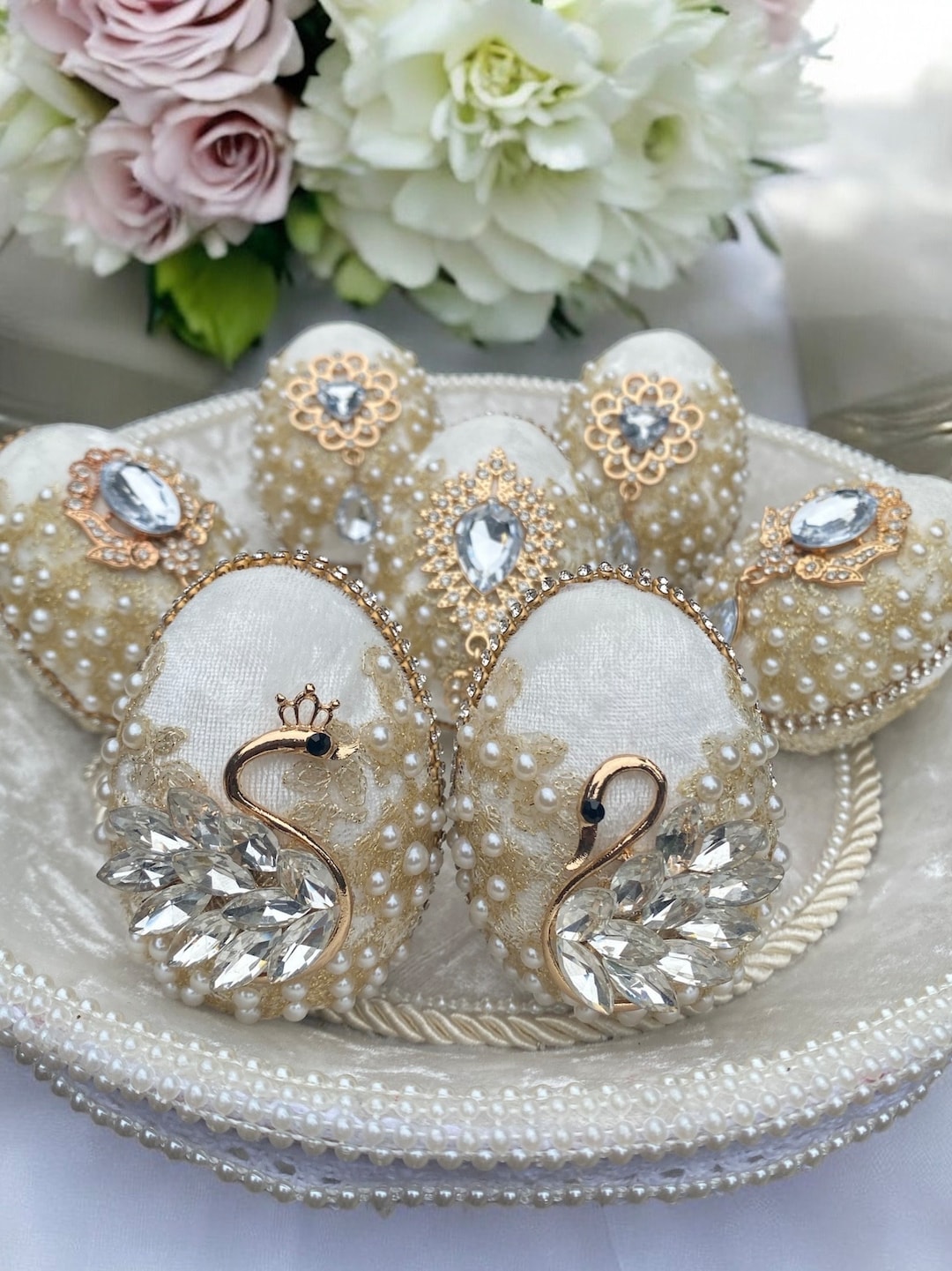 Handmade Decorative Velvet Eggs “swans in Love” Collection. Sofreh Aghd ...