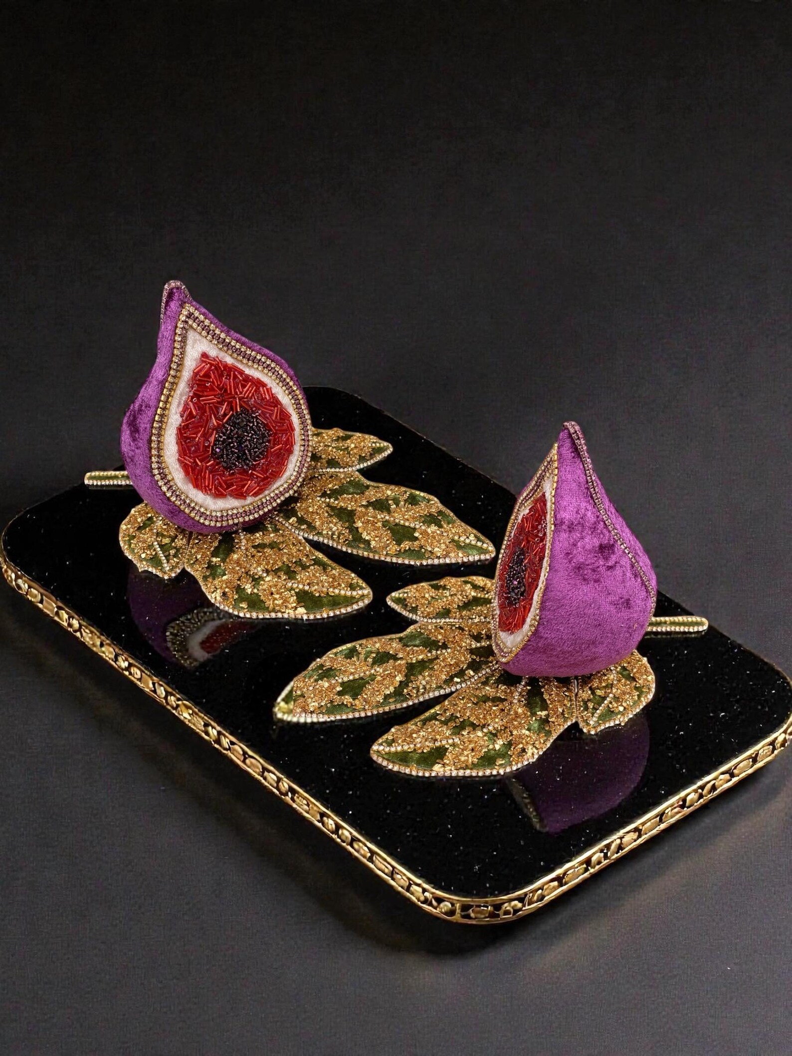 Handmade Velvet Fig With Leaf Set. Fall Decor. Norooz Decor. Decorative ...
