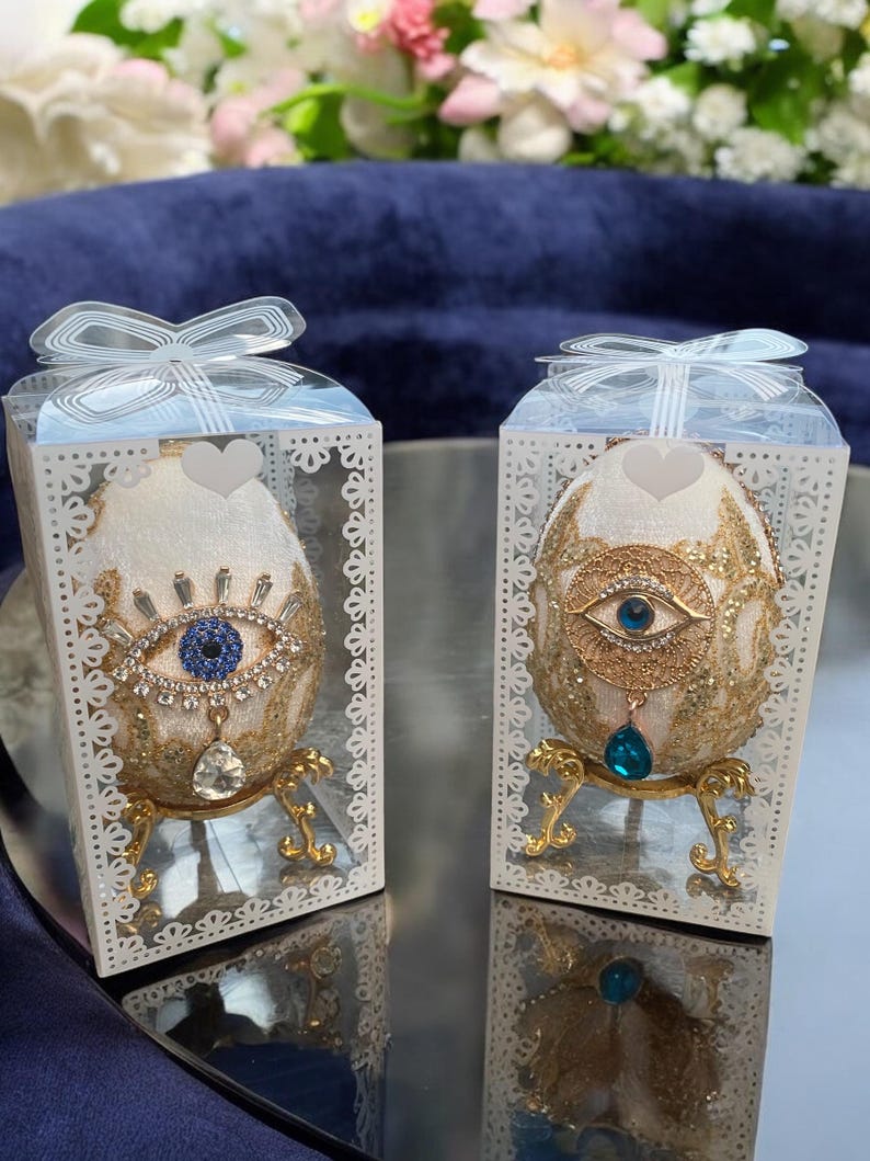 Handmade Velvet Evil Eye Egg on Stand, Persian New Year Gift - Etsy