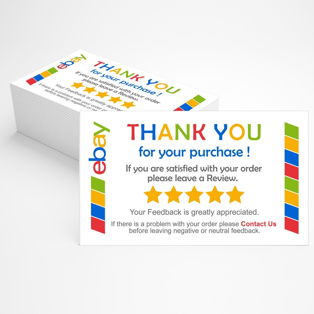 Thank You Cards for Ebay Orders – 3.5x2 Inch Small Business Thank You ...