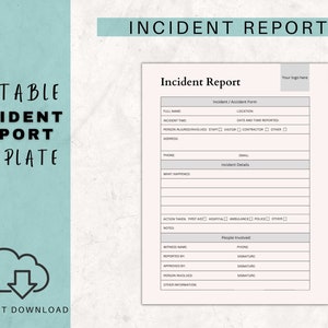 Incident Report Printable | Incident Log | Investigation Document ...