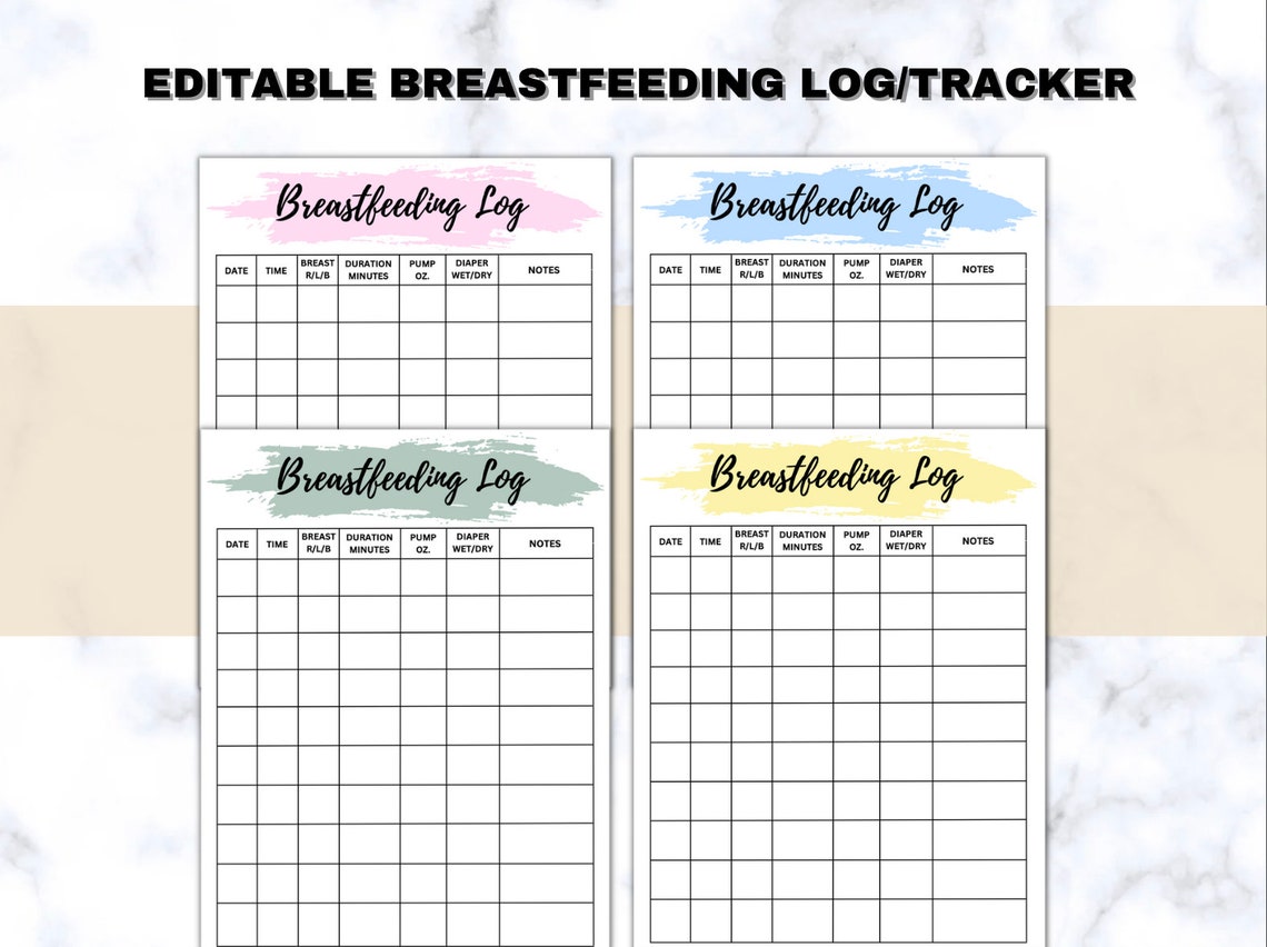 Breastfeeding Log | Printable Breastfeeding Tracker | Breast Pump Log ...