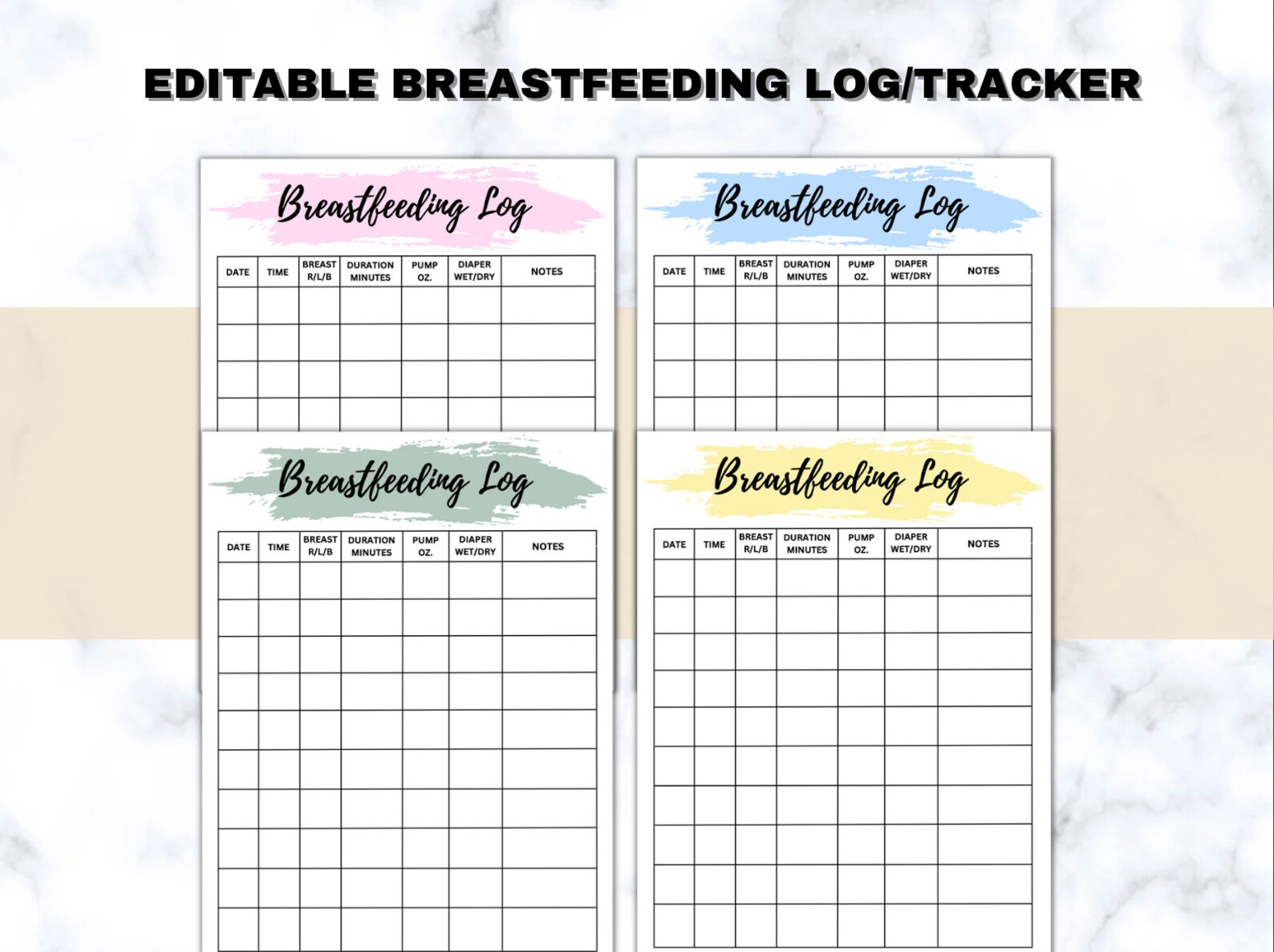 Breastfeeding Log | Printable Breastfeeding Tracker | Breast Pump Log ...
