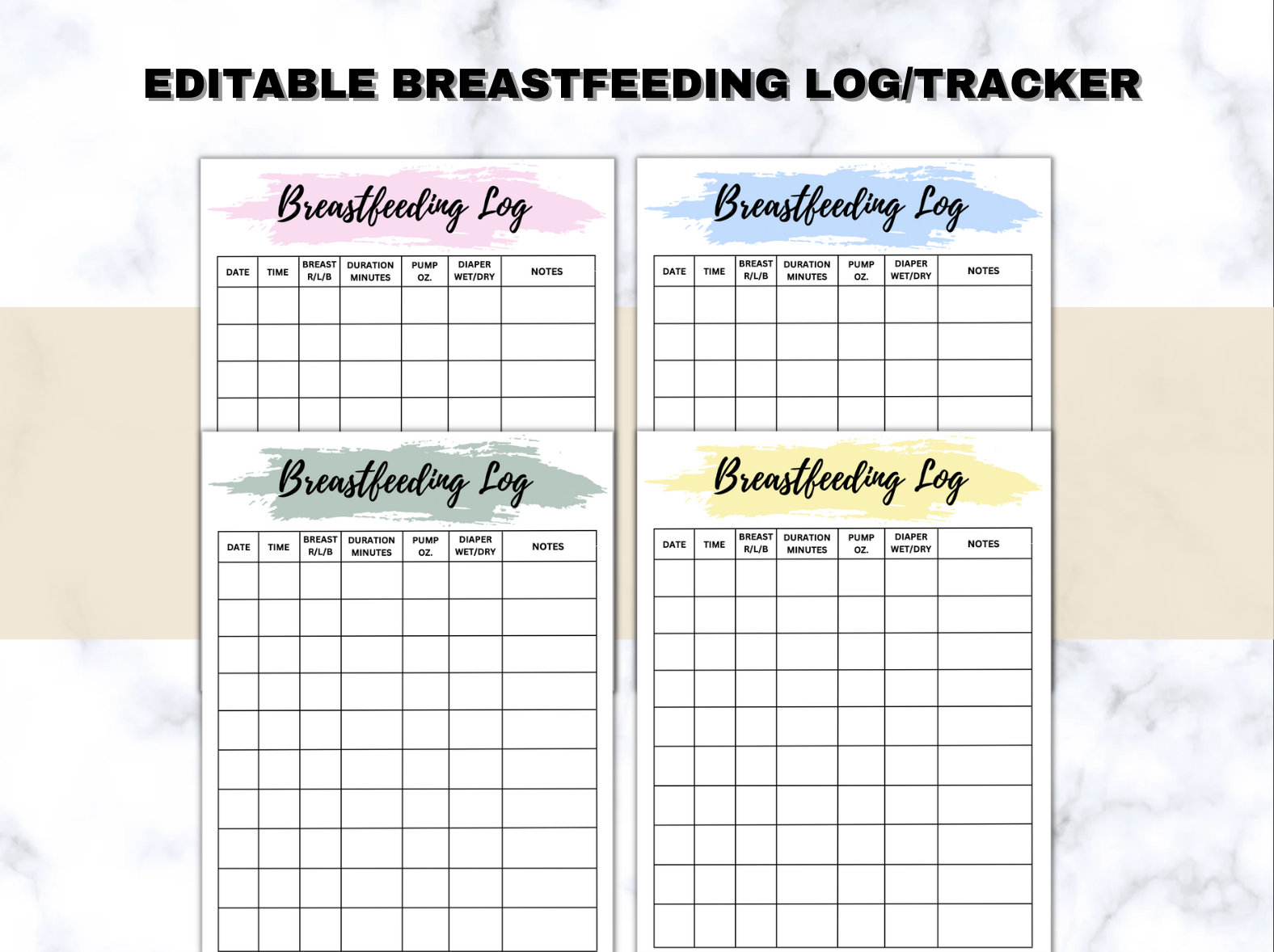 Breastfeeding Log | Printable Breastfeeding Tracker | Breast Pump Log ...