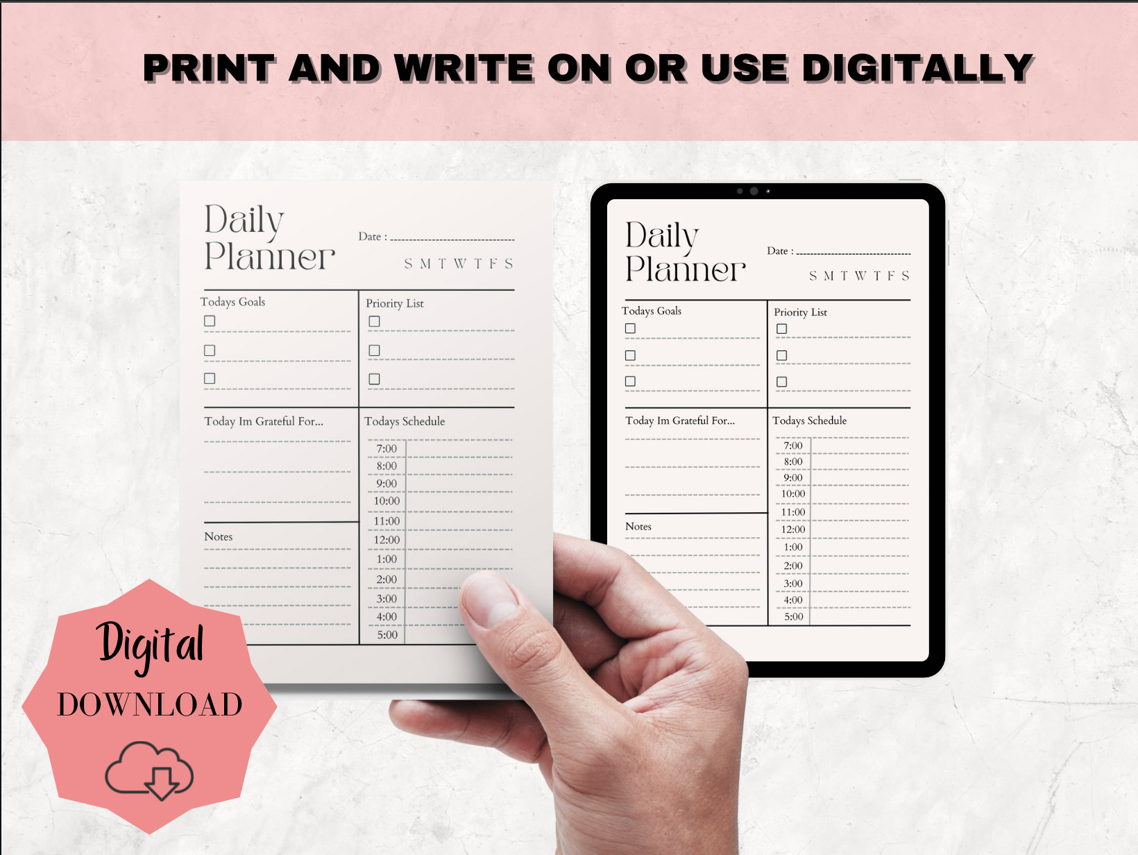 Editable Daily Planner Printable | Daily Checklist | Daily Organizer ...