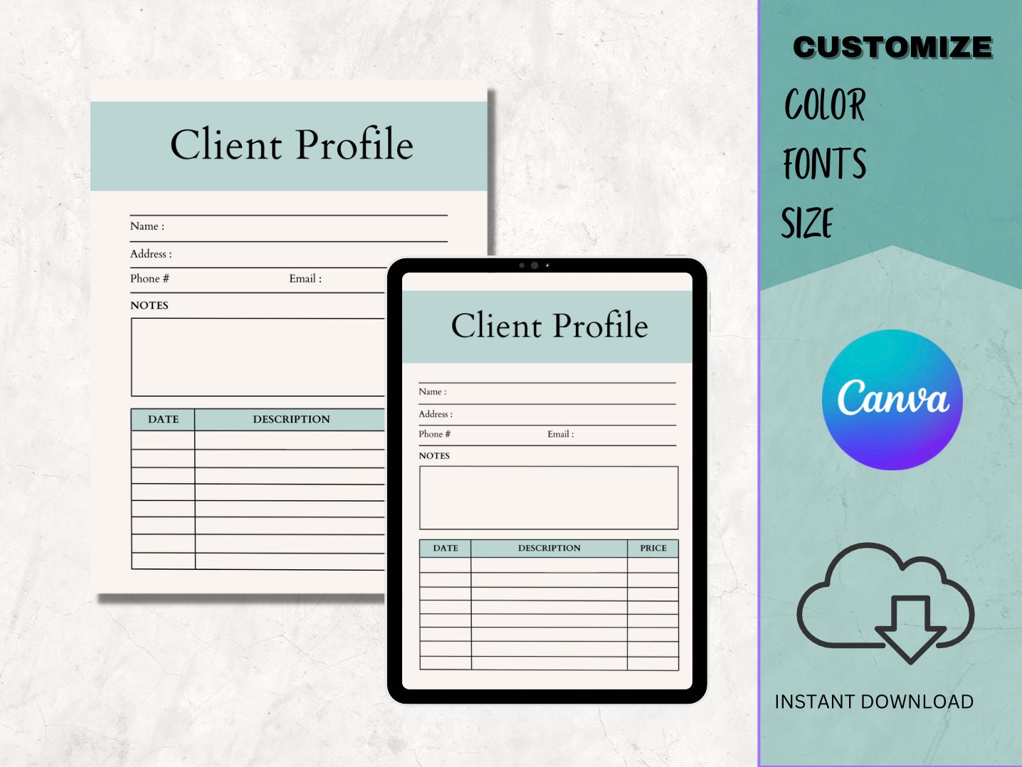 Client Profile Tracker | Business Spreadsheet | Client Consult ...