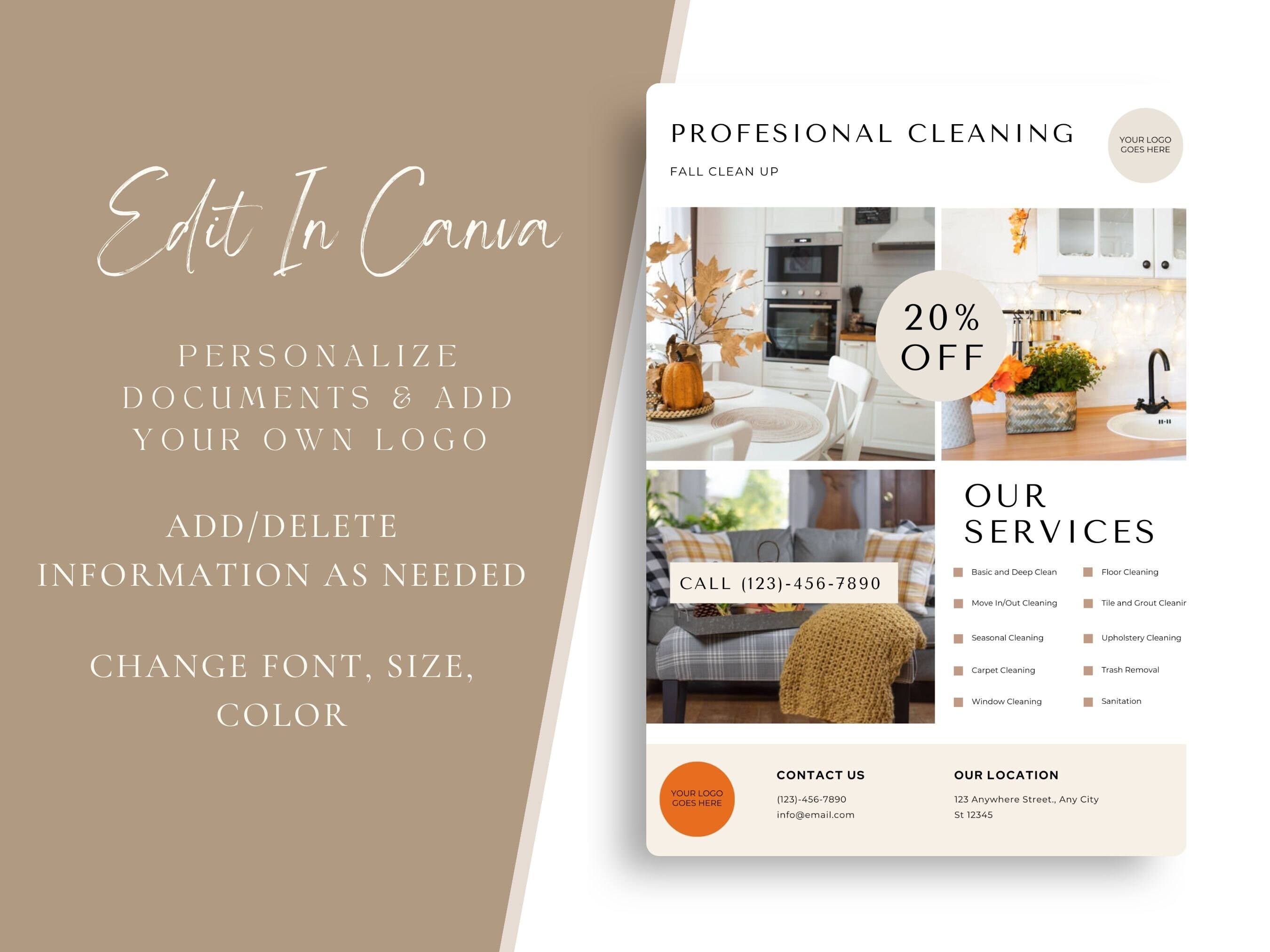 Fall Cleaning Business Flyer Template Commercial Cleaning Flyer Airbnb ...