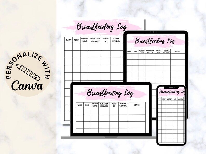 Breastfeeding Log | Printable Breastfeeding Tracker | Breast Pump Log ...