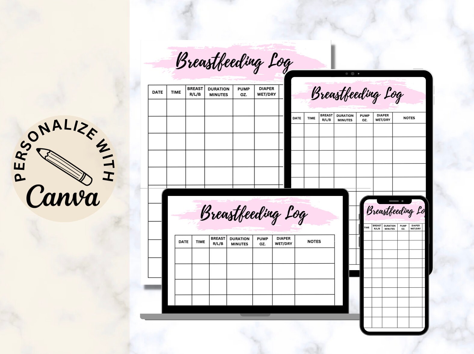 Breastfeeding Log | Printable Breastfeeding Tracker | Breast Pump Log ...