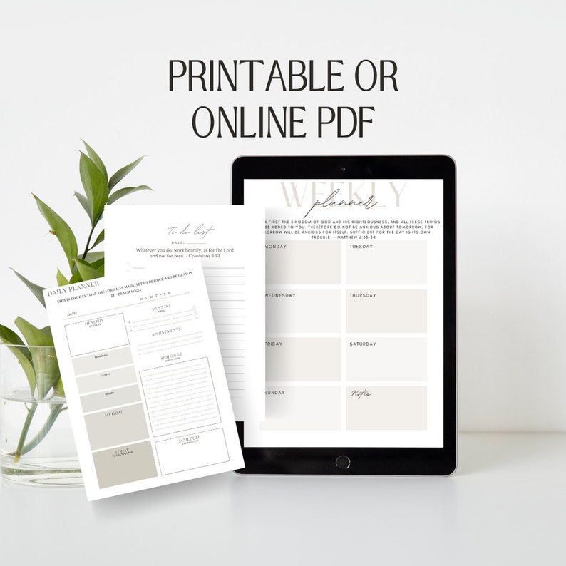 Christian Planner, Printable Weekly Daily Planner, Christian to Do List ...
