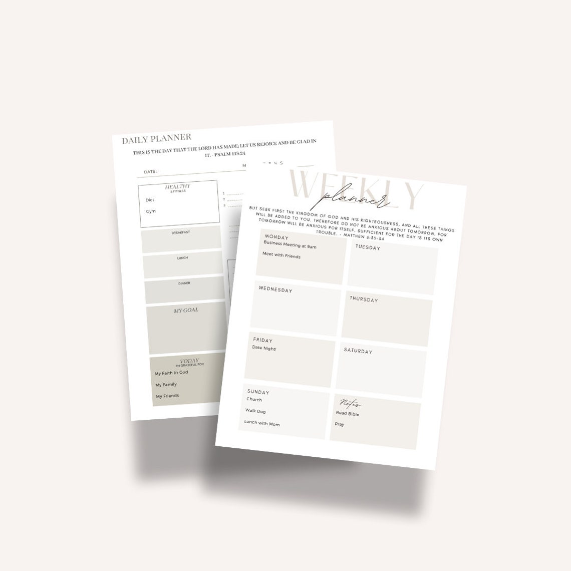 Christian Planner, Printable Weekly Daily Planner, Christian to Do List ...