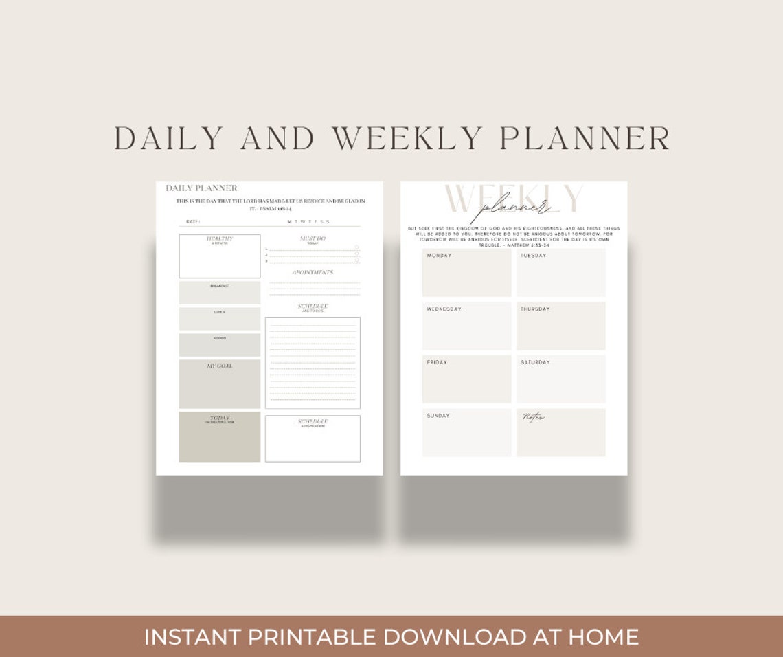 Christian Planner, Printable Weekly Daily Planner, Christian to Do List ...