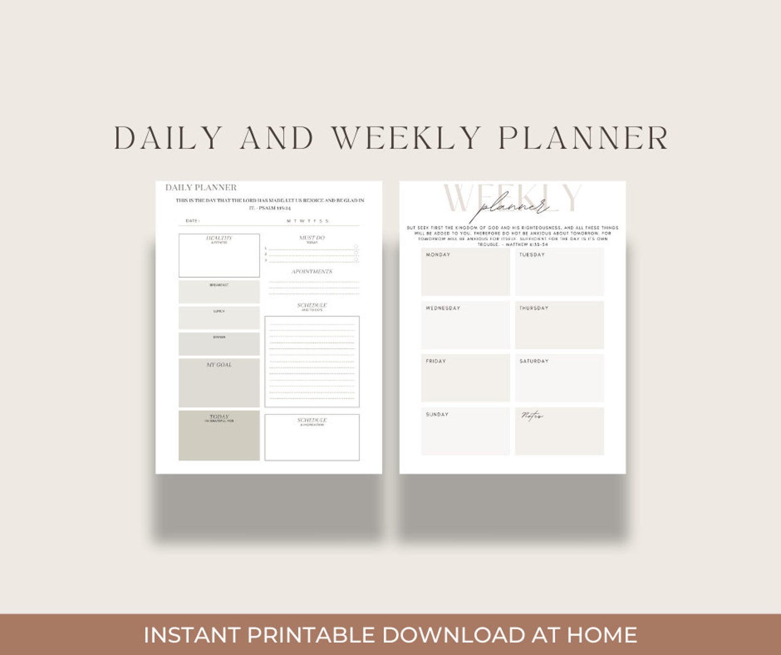 Christian Planner, Printable Weekly Daily Planner, Christian to Do List ...