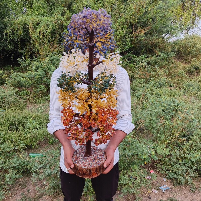 Oca SEVEN CHAKRA TREE 5000 Chips Gemstone Crystal Tree Christmas Tree ...
