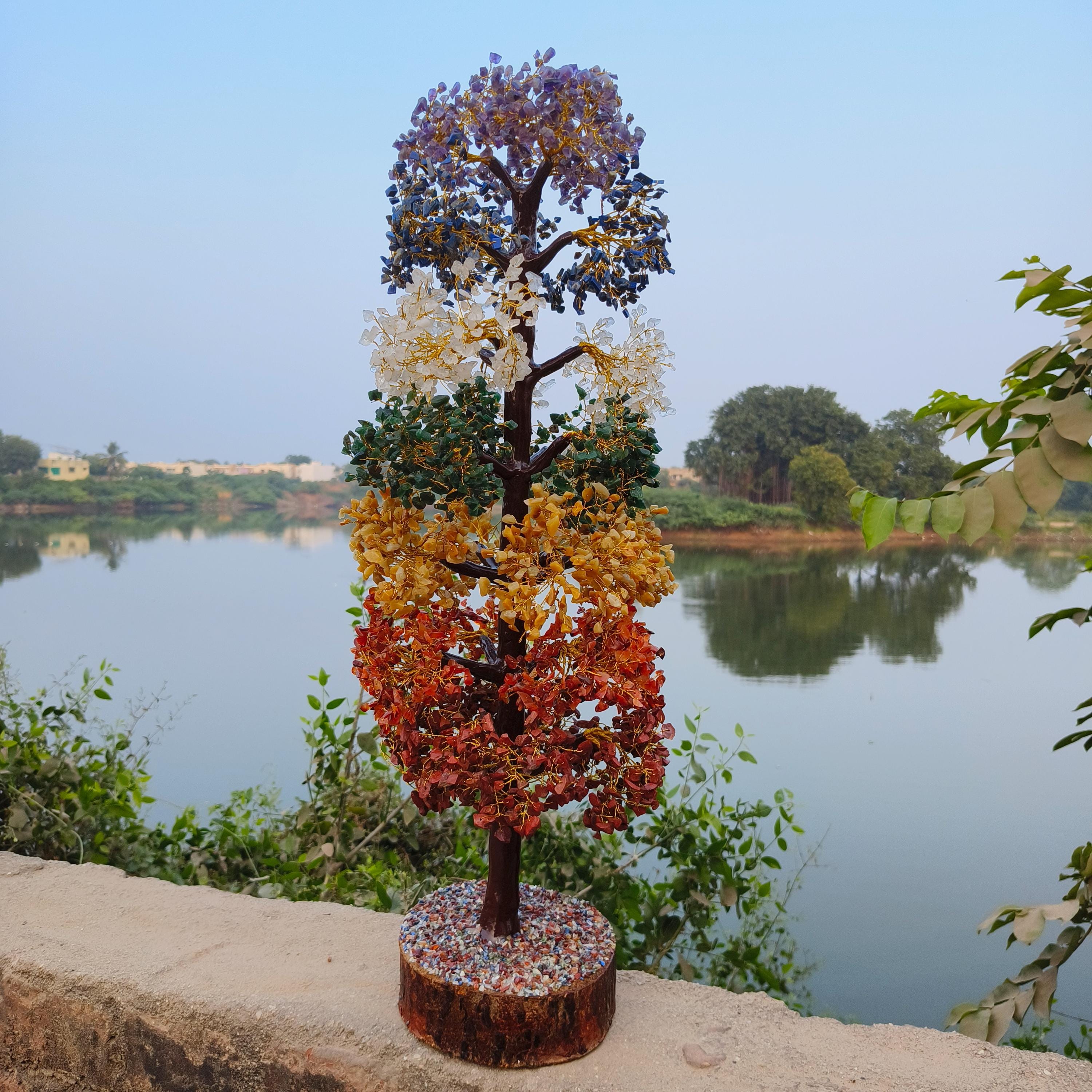 Oca SEVEN CHAKRA TREE 5000 Chips Gemstone Crystal Tree - Christmas Tree ...