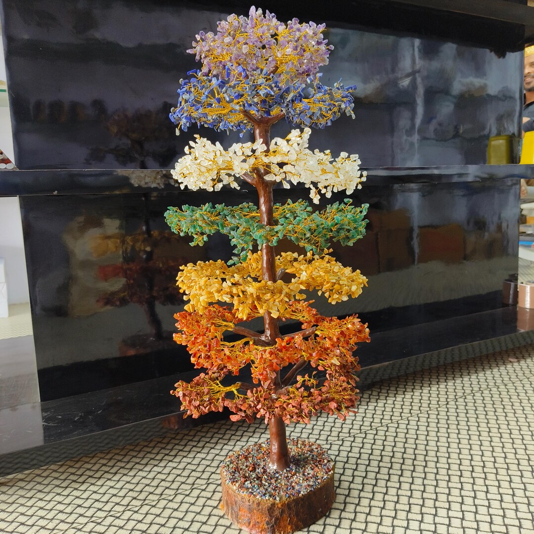 Oca SEVEN CHAKRA TREE 5000 Chips Gemstone Crystal Tree - Christmas Tree ...