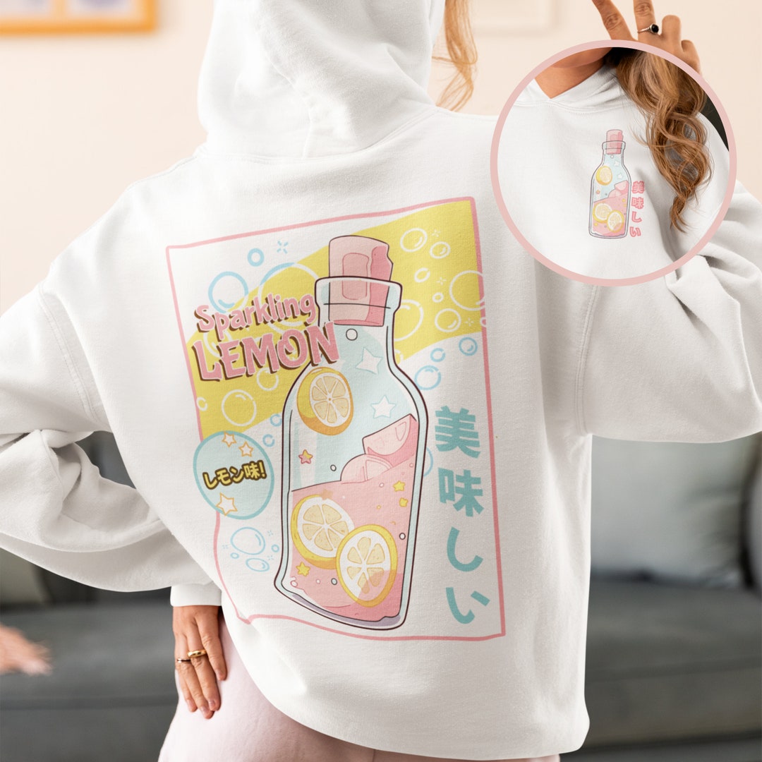 Japanese Streetwear Aesthetic Pink Lemonade Hoodie, Retro Kawaii ...