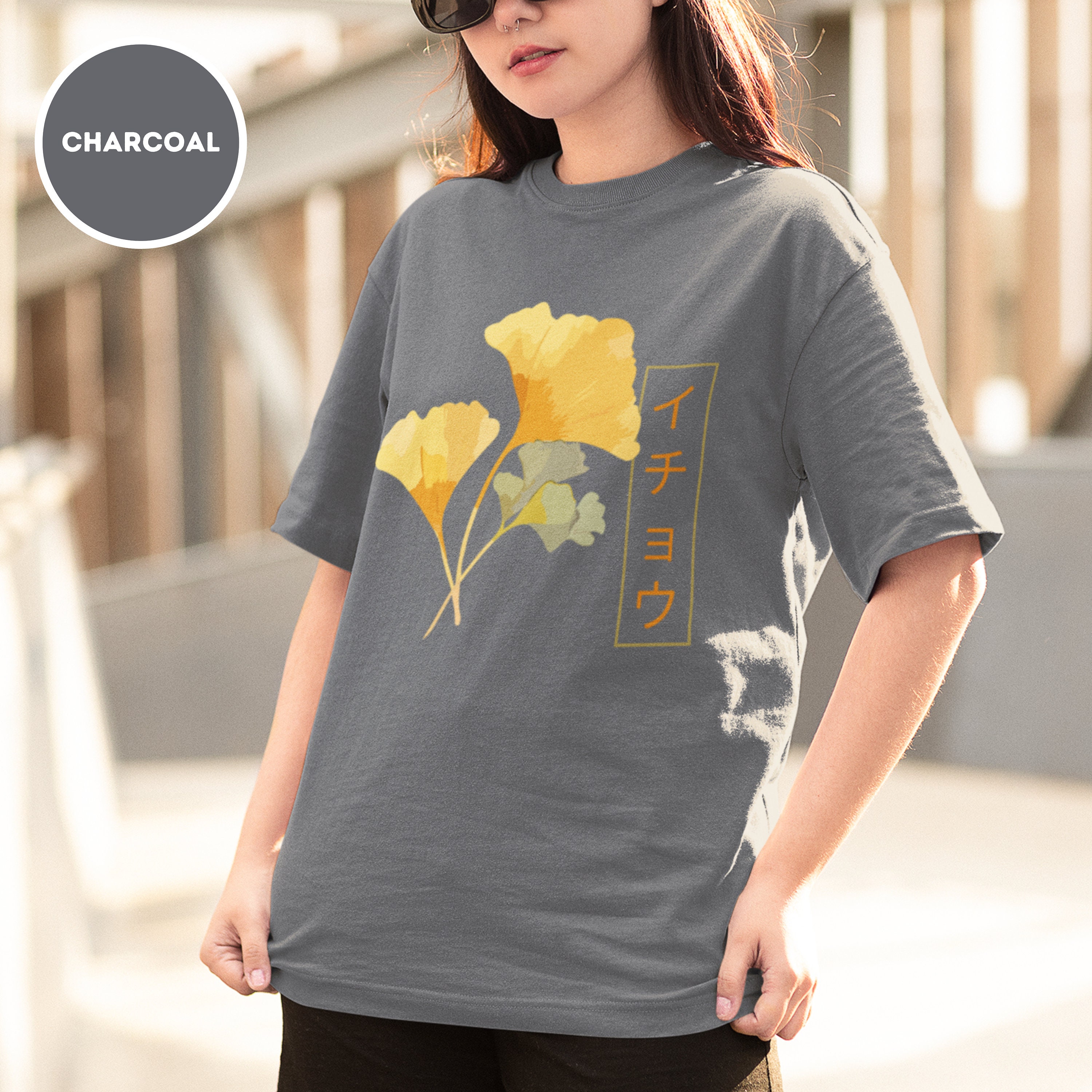 Japanese Aesthetic Ginkgo Leaf Shirt, Minimalistic Graphic Tee ...