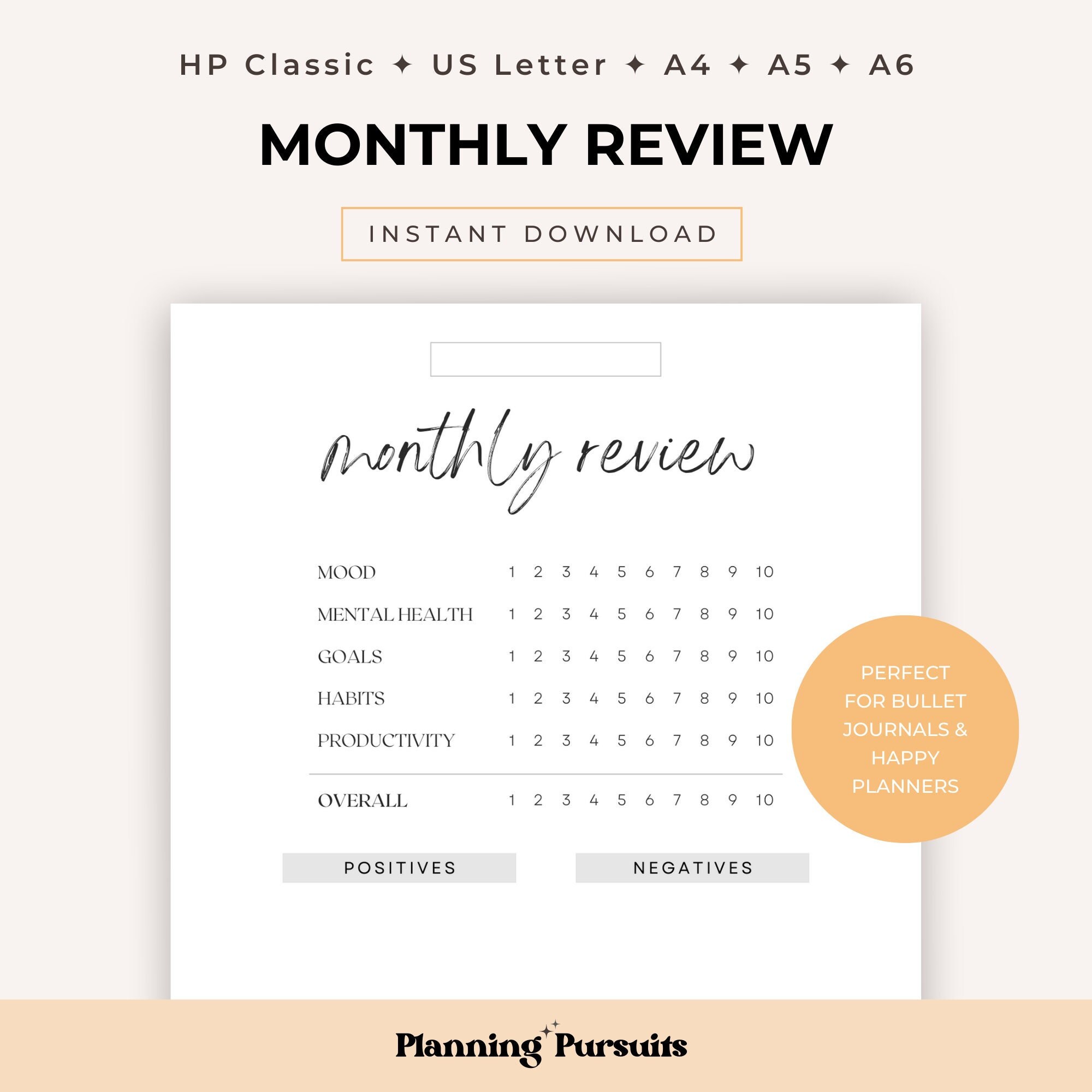 Monthly Review Printable, Monthly Self-reflection, Happy Planner ...
