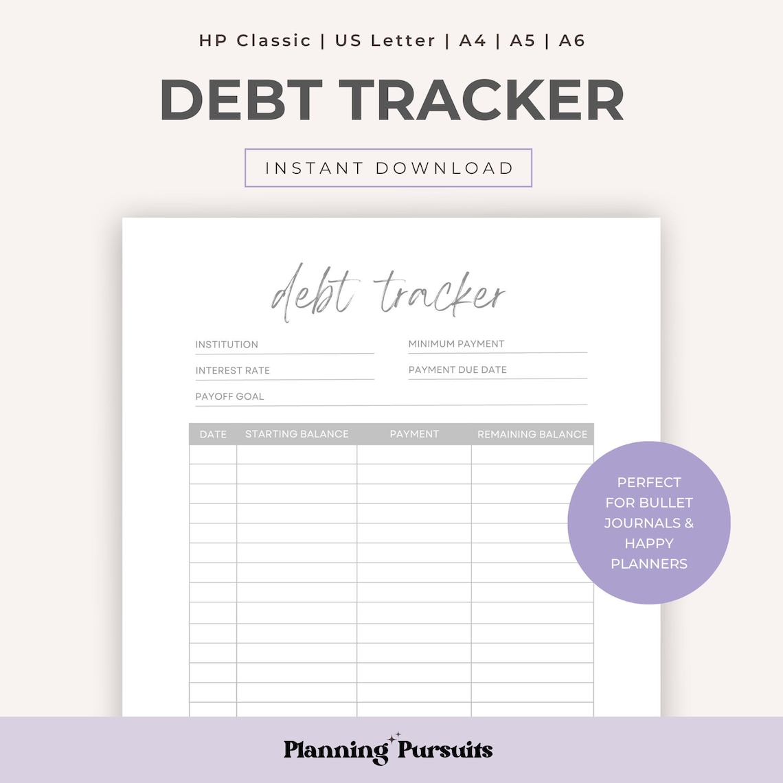 Debt Tracker Printable Credit Card Debt Payoff Happy Planner - Etsy