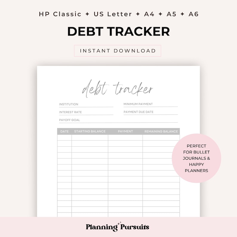 Debt Tracker Printable, Credit Card Debt Payoff, Happy Planner Debt ...