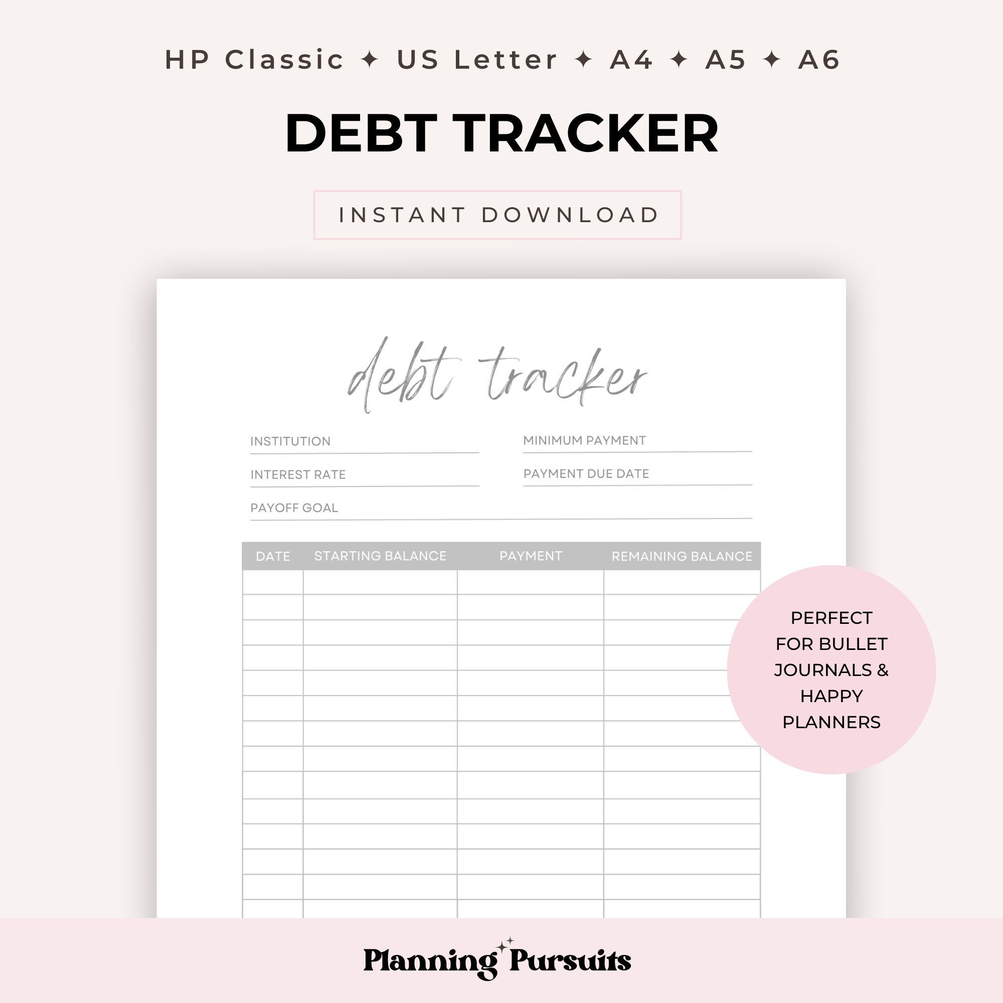 Debt Tracker Printable, Credit Card Debt Payoff, Happy Planner Debt ...
