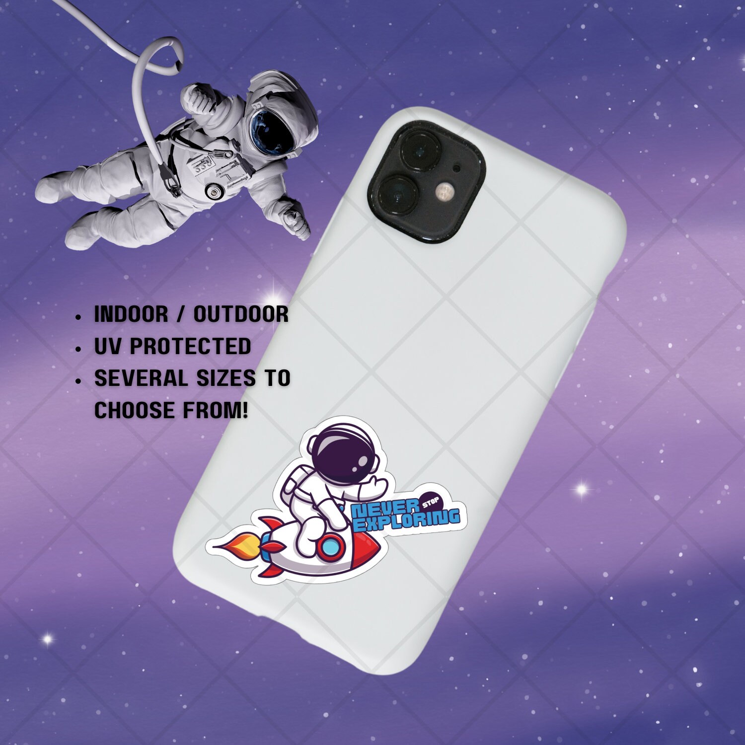 Astronaut 'never Stop Exploring' Die Cut Vinyl Sticker - Etsy