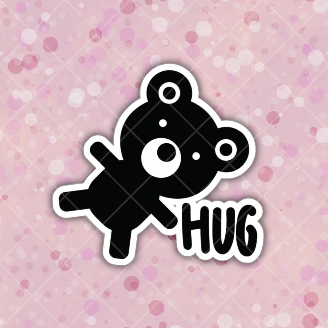 Bear Hug Die Cut Black and White Vinyl Indoor Outdoor Emotional Support ...