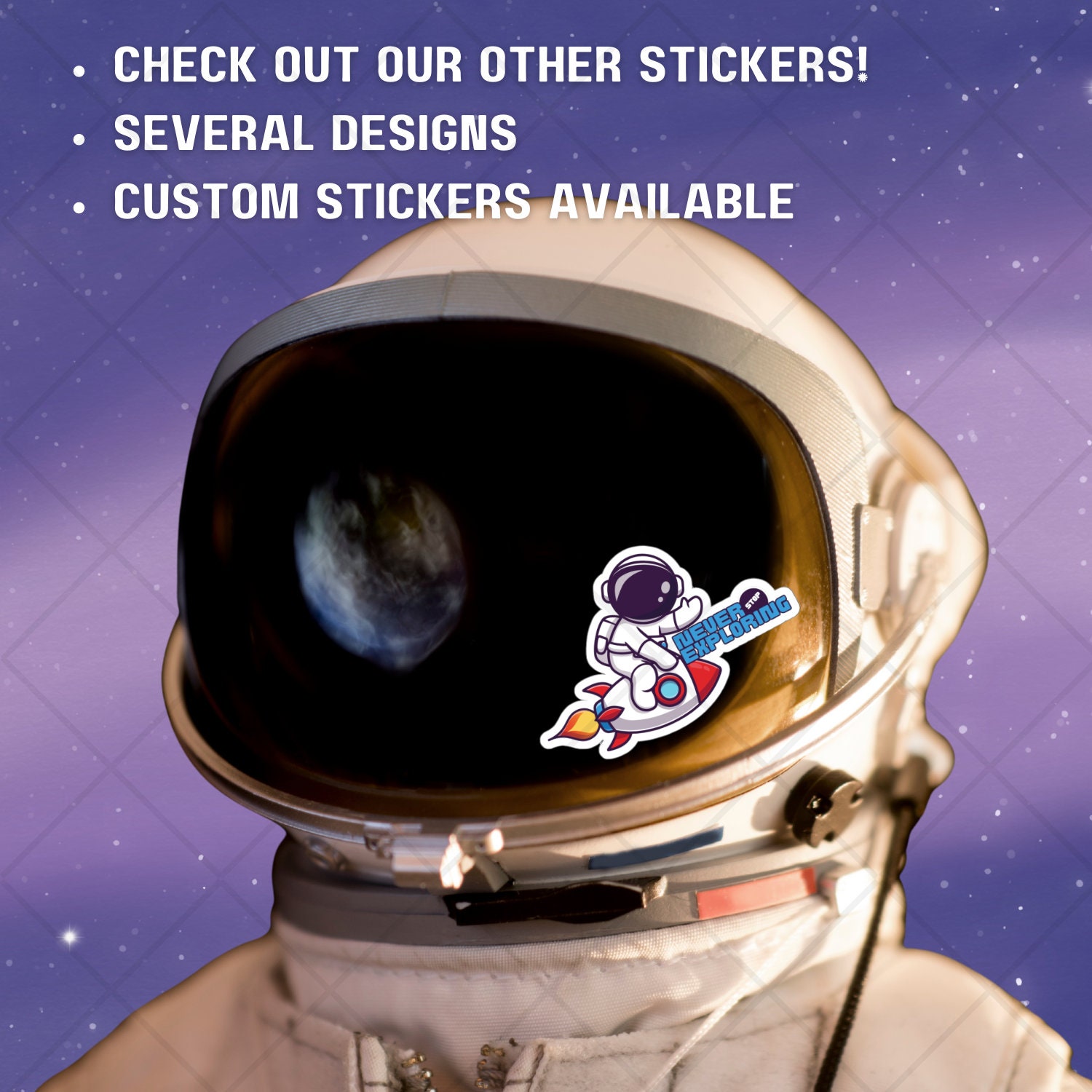 Astronaut 'never Stop Exploring' Die Cut Vinyl Sticker - Etsy