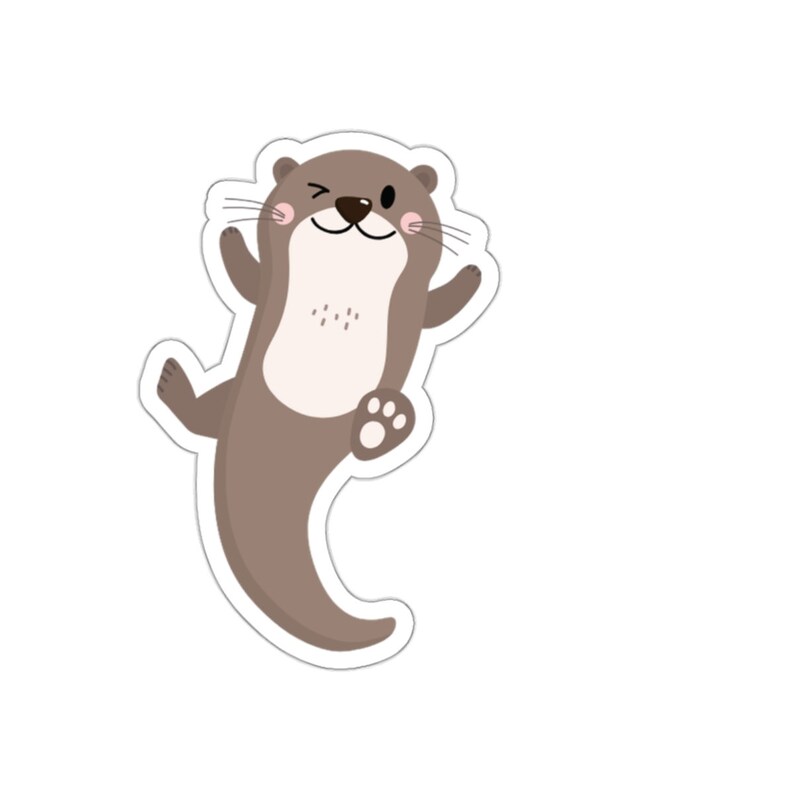 Otter Wink and Smile Die Cut Indoor Outdoor Vinyl Sticker A Cute ...
