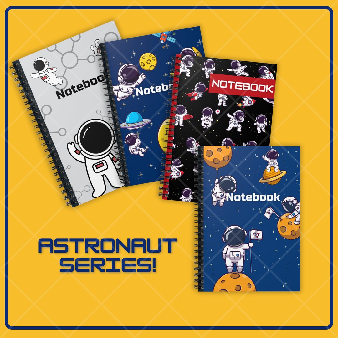 Astronaut Theme Spiral Bound Notebook for Student Kids Teens & Adults ...
