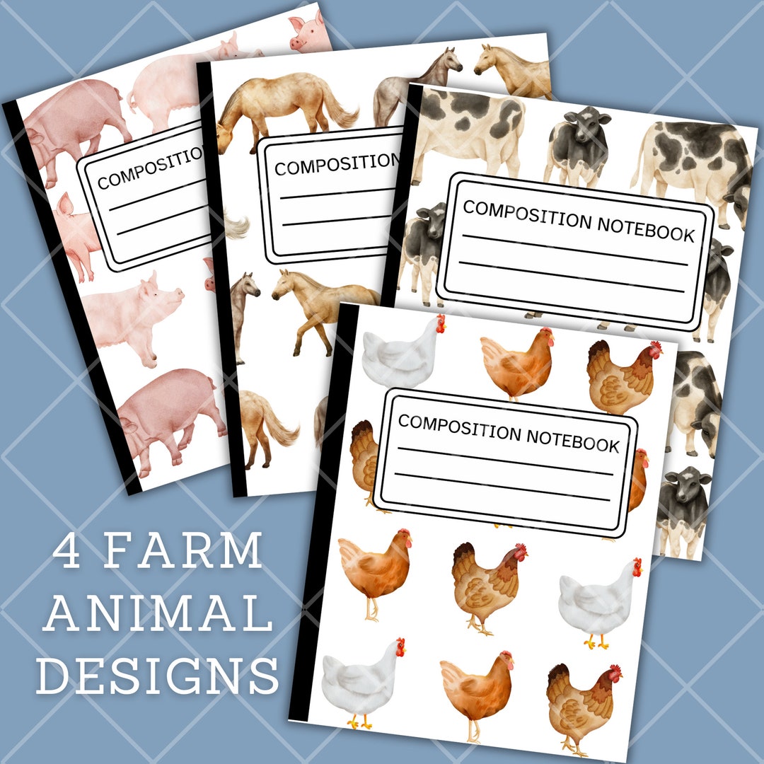 Farm Animal Composition Notebook for Kids Teens or Adults College Rule ...