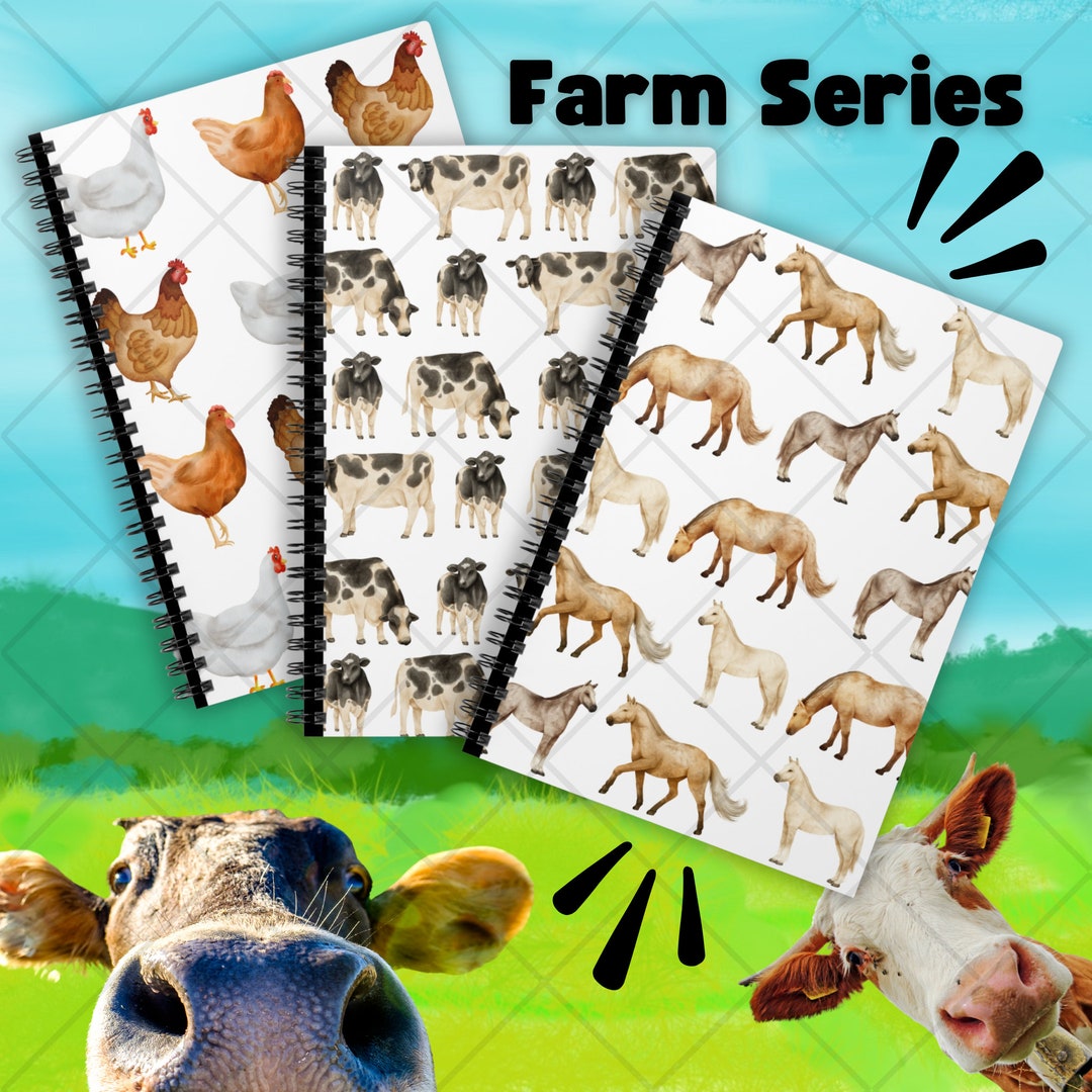 Farm Animal Spiral Bound Notebook Series | Student Kids Teens & Adults ...