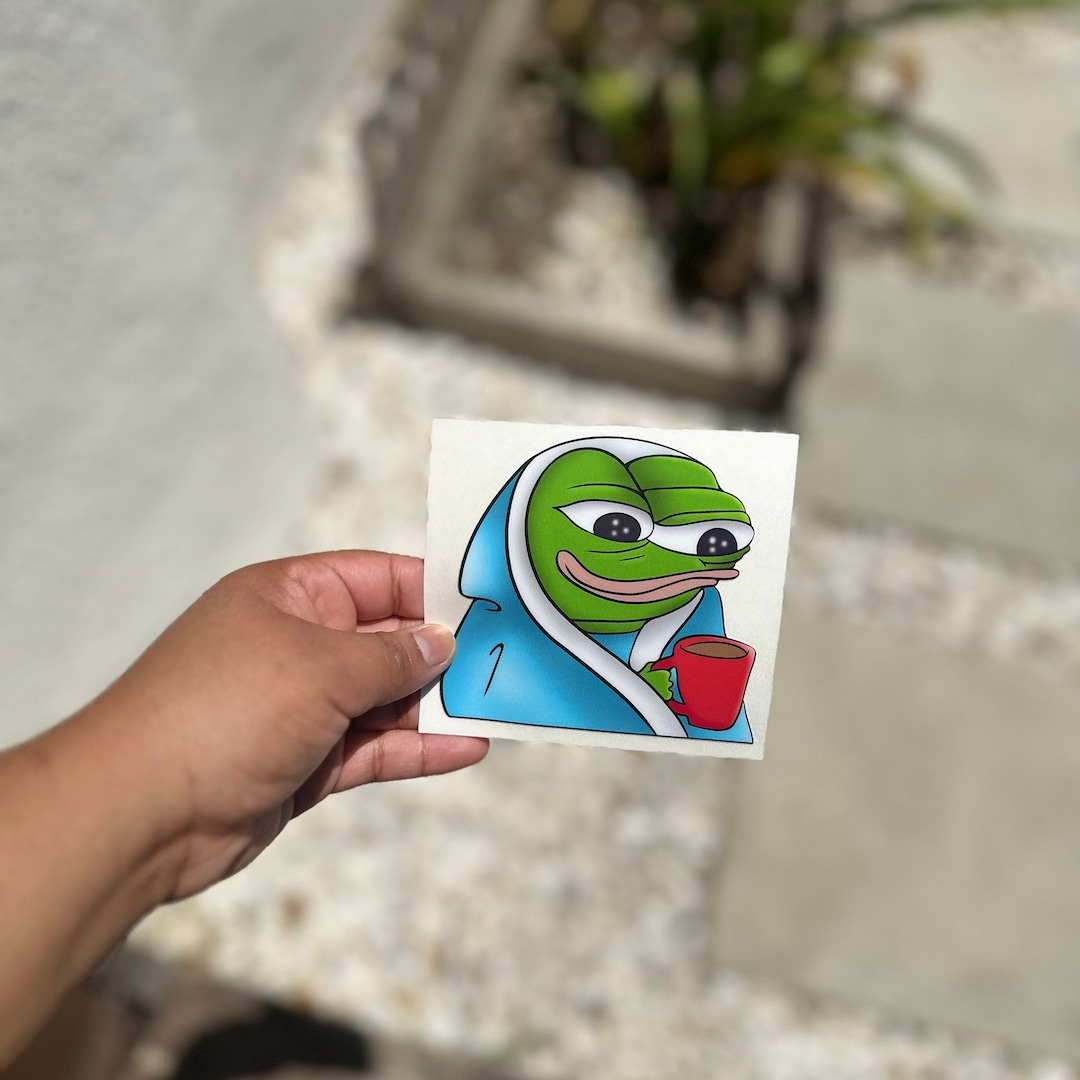 Cozy Pepe Sticker || Vinyl Decal || Meme Sticker || Meme Decal || Funny ...