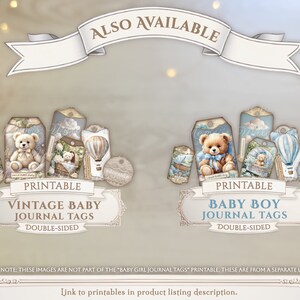 Baby Girl Pink Junk Journal Printable Tags Vintage Shabby Baby Shower ...