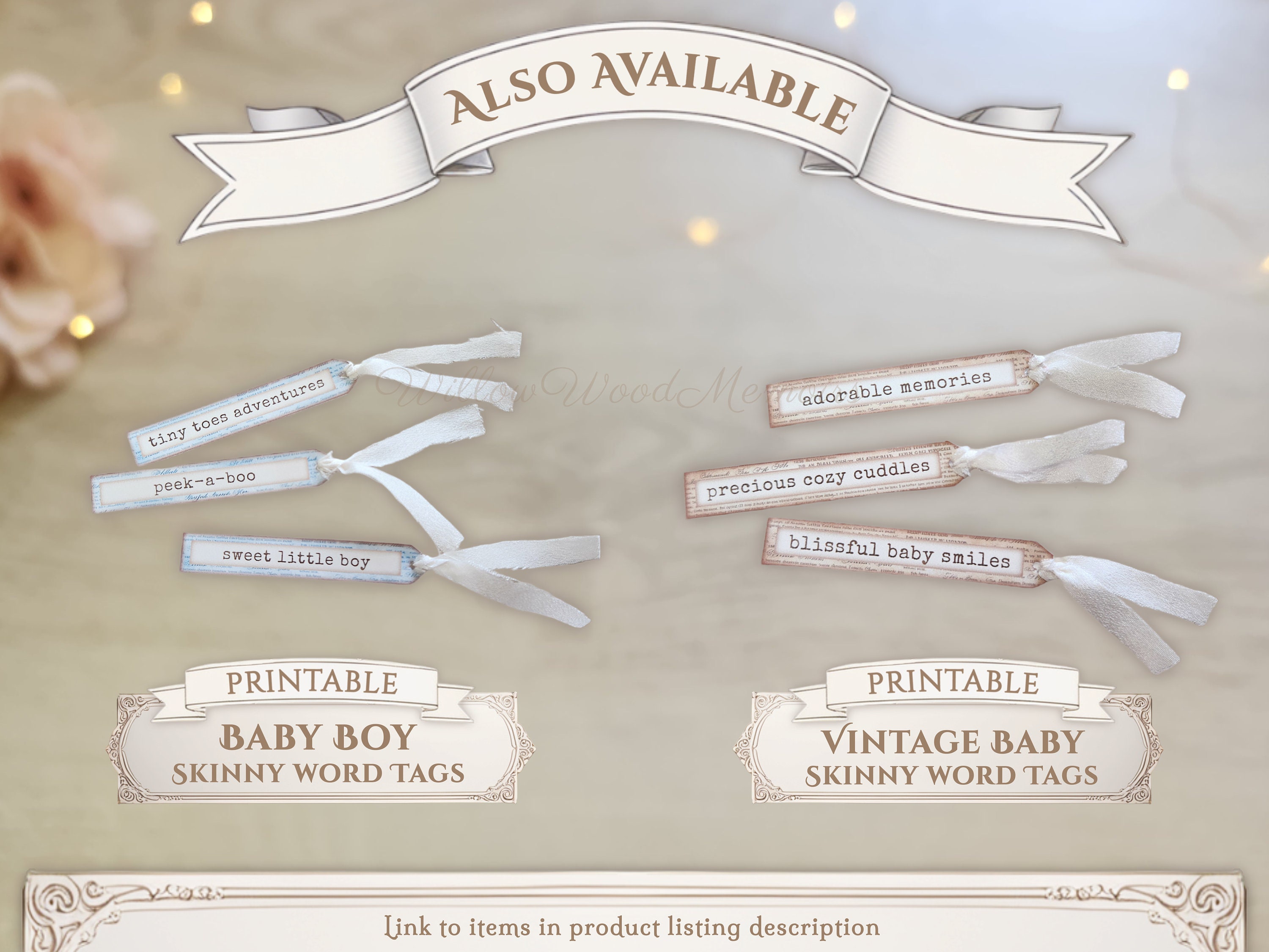 Baby Girl Pink Skinny Word Tags Baby Shower Junk Journal Words Kit ...